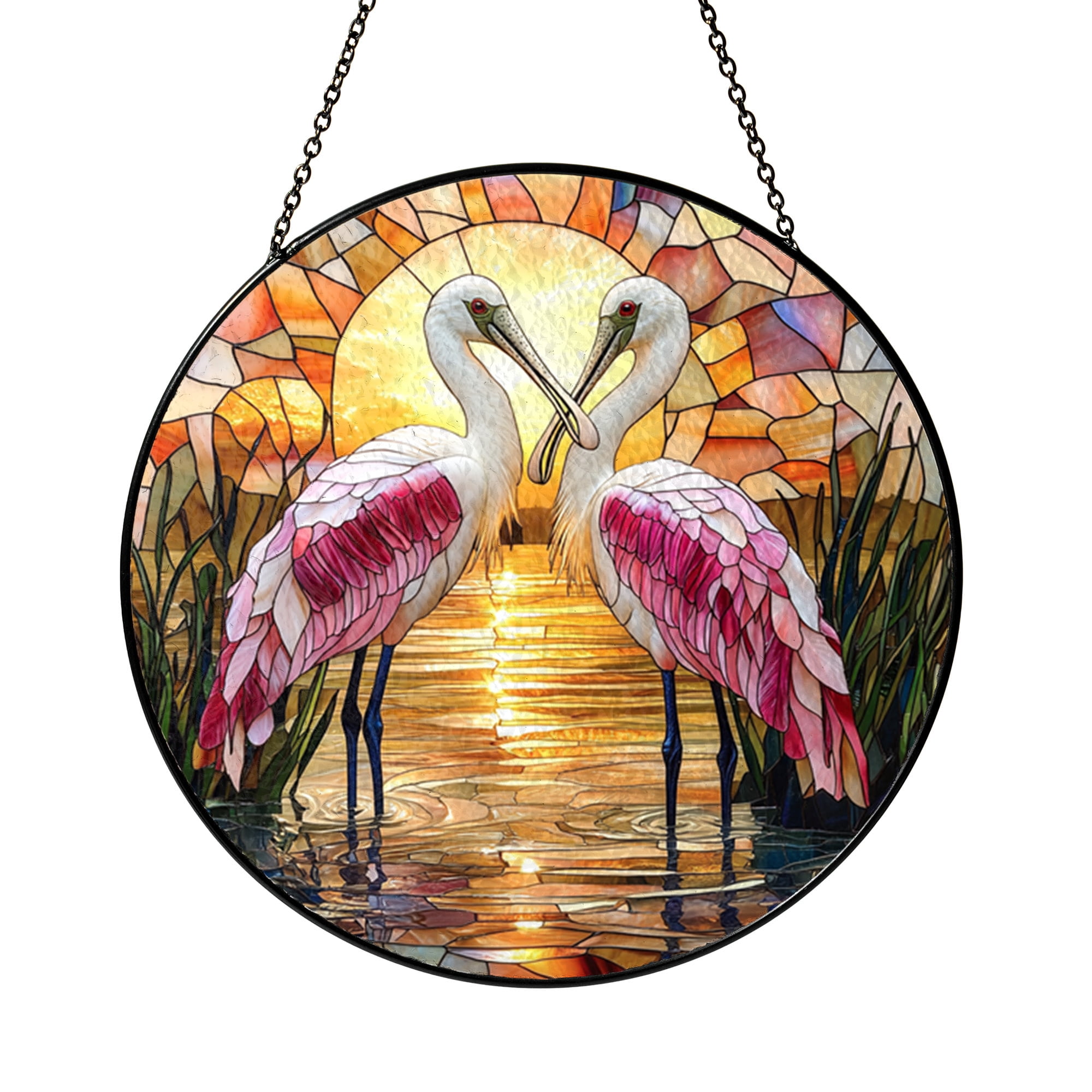 Seaside Sunset and Pink Coastal Bird Window Hanging Suncatcher ...
