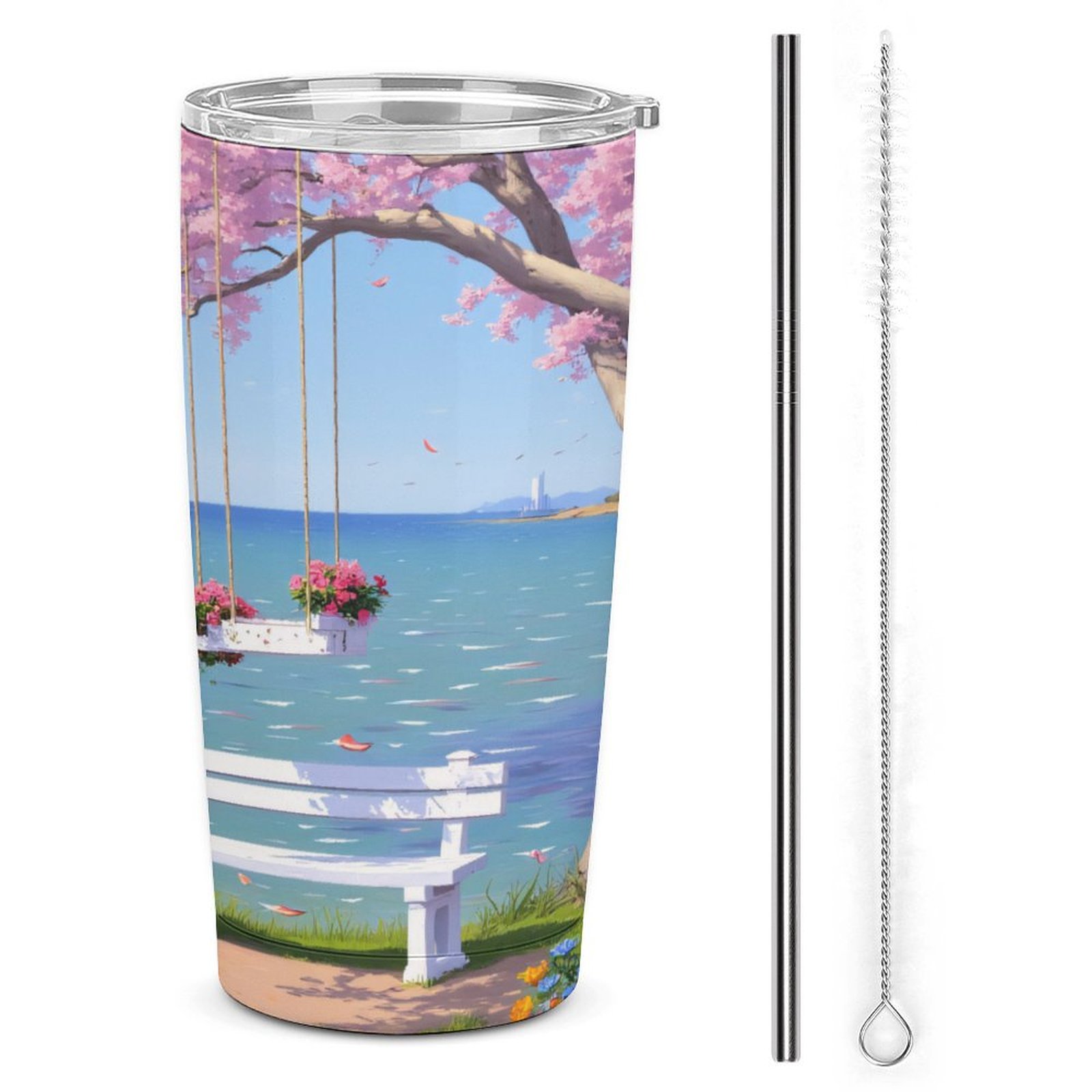 Seaside Swing And Bench 20oz Tumbler with Lid And Straw Insulated Mug ...