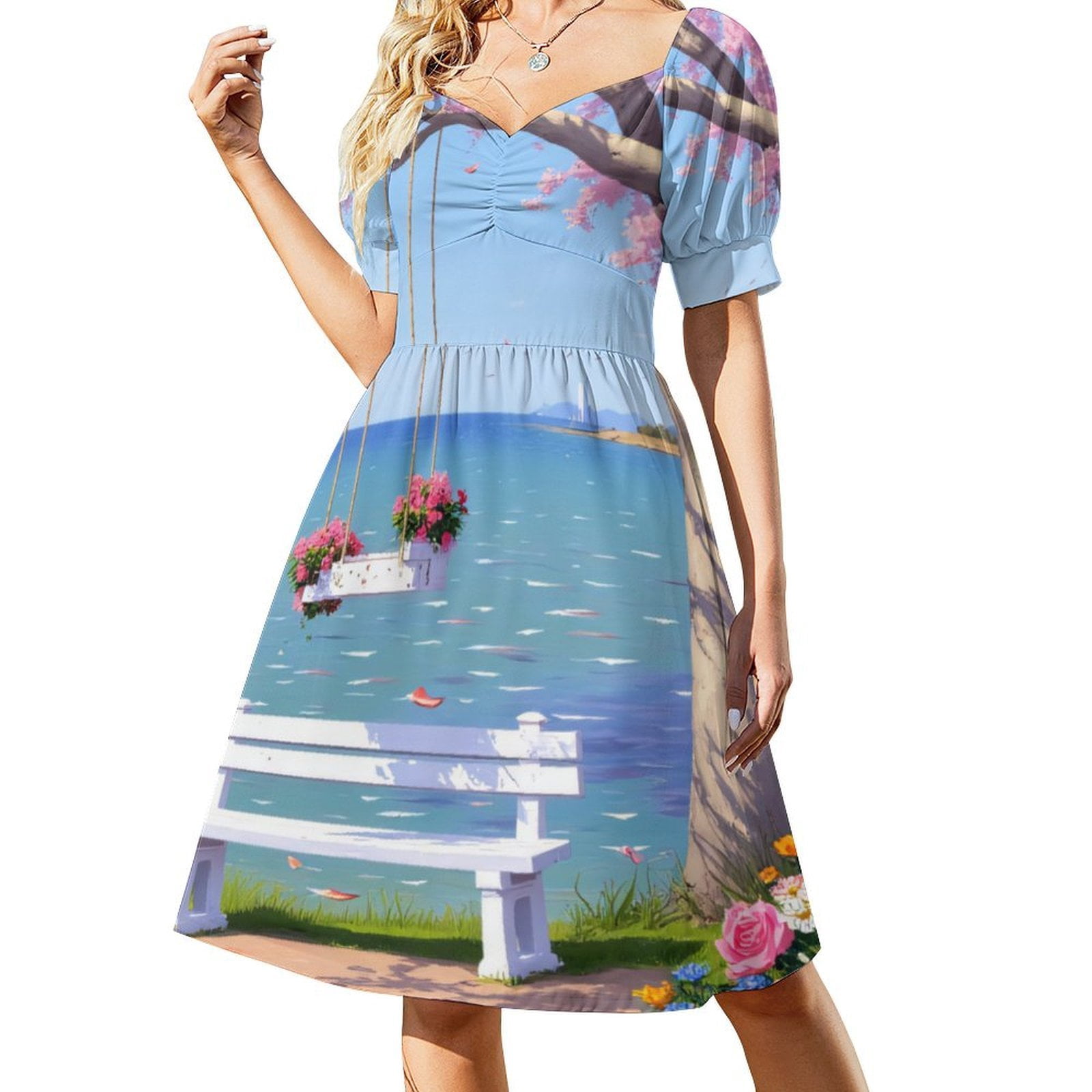 Seaside Swing And Bench Summer Women's Dress 2025 Elegant Dresses Plus ...