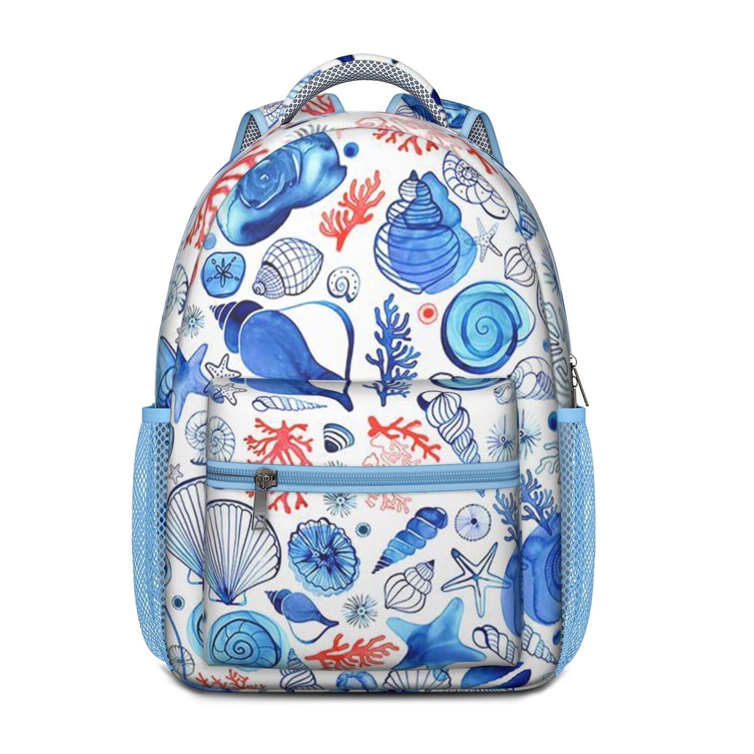 Seaside-Themed Ergonomic Backpack - Durable School Bag with Ocean ...