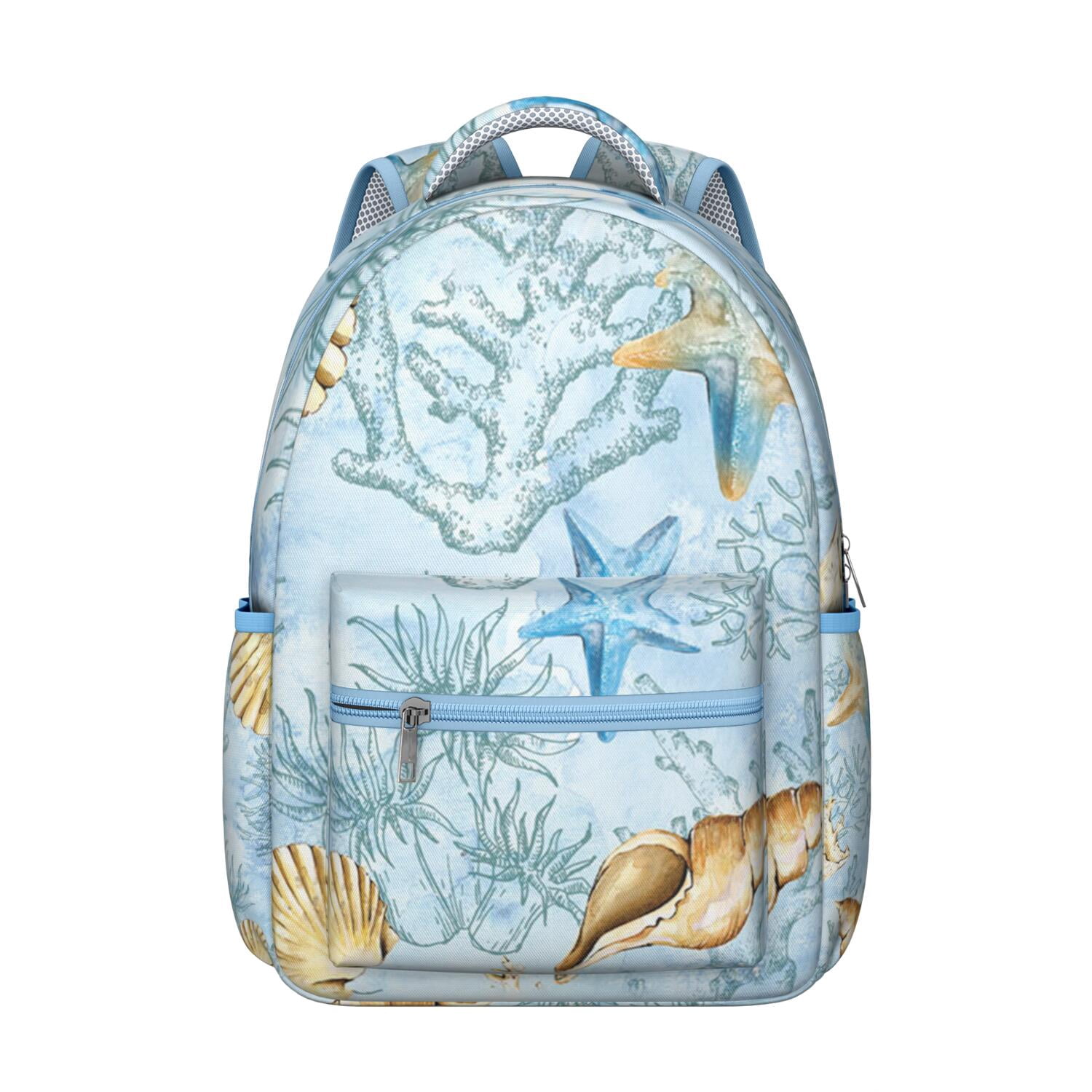 Seaside-Themed Ergonomic Backpack - Waterproof School Bag with Fish ...