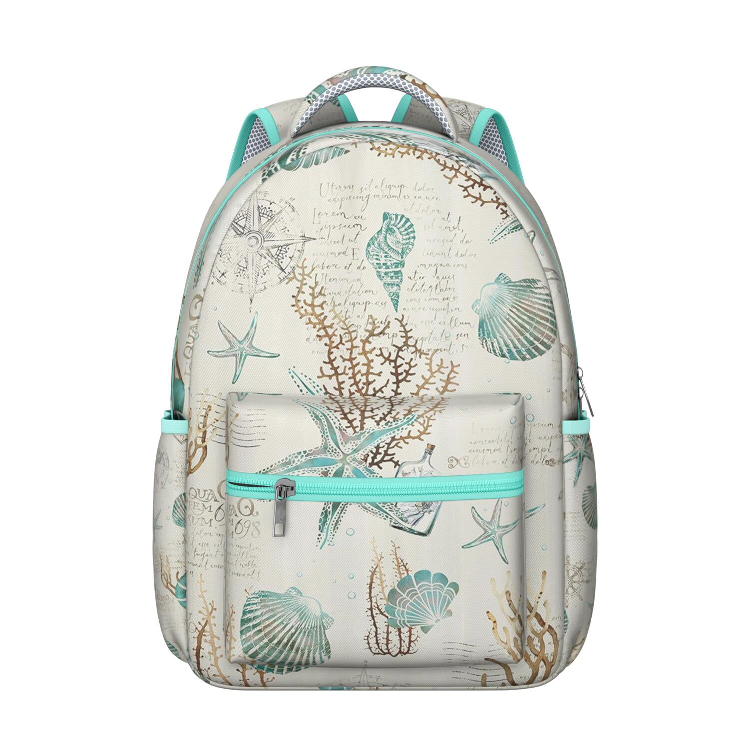 Seaside-Themed Ergonomic Backpack - Waterproof School Bag with Fish ...