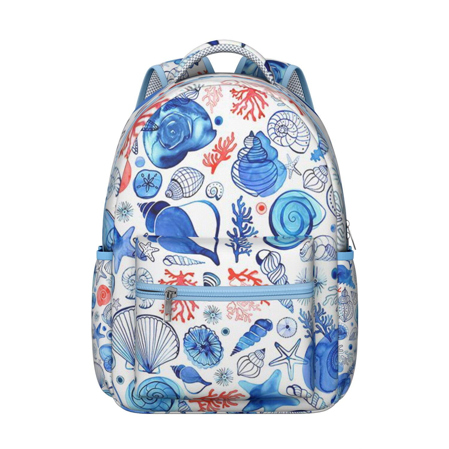 Seaside-Themed Ergonomic Backpack - Waterproof School Bag with Fish ...