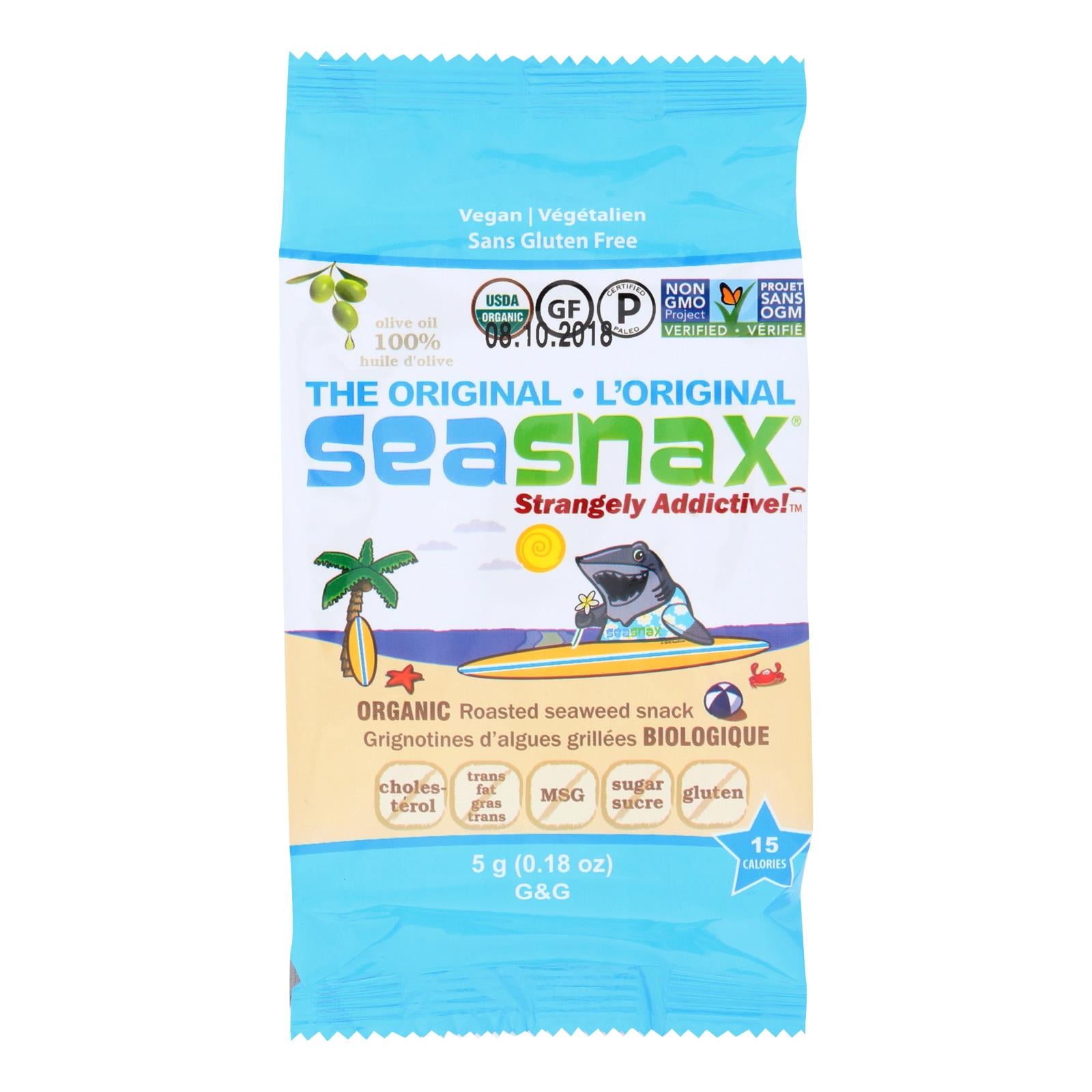 Sea Snax Roasted Seaweed Snack, Original, 24 Pack, 0.18 oz, Healthy ...