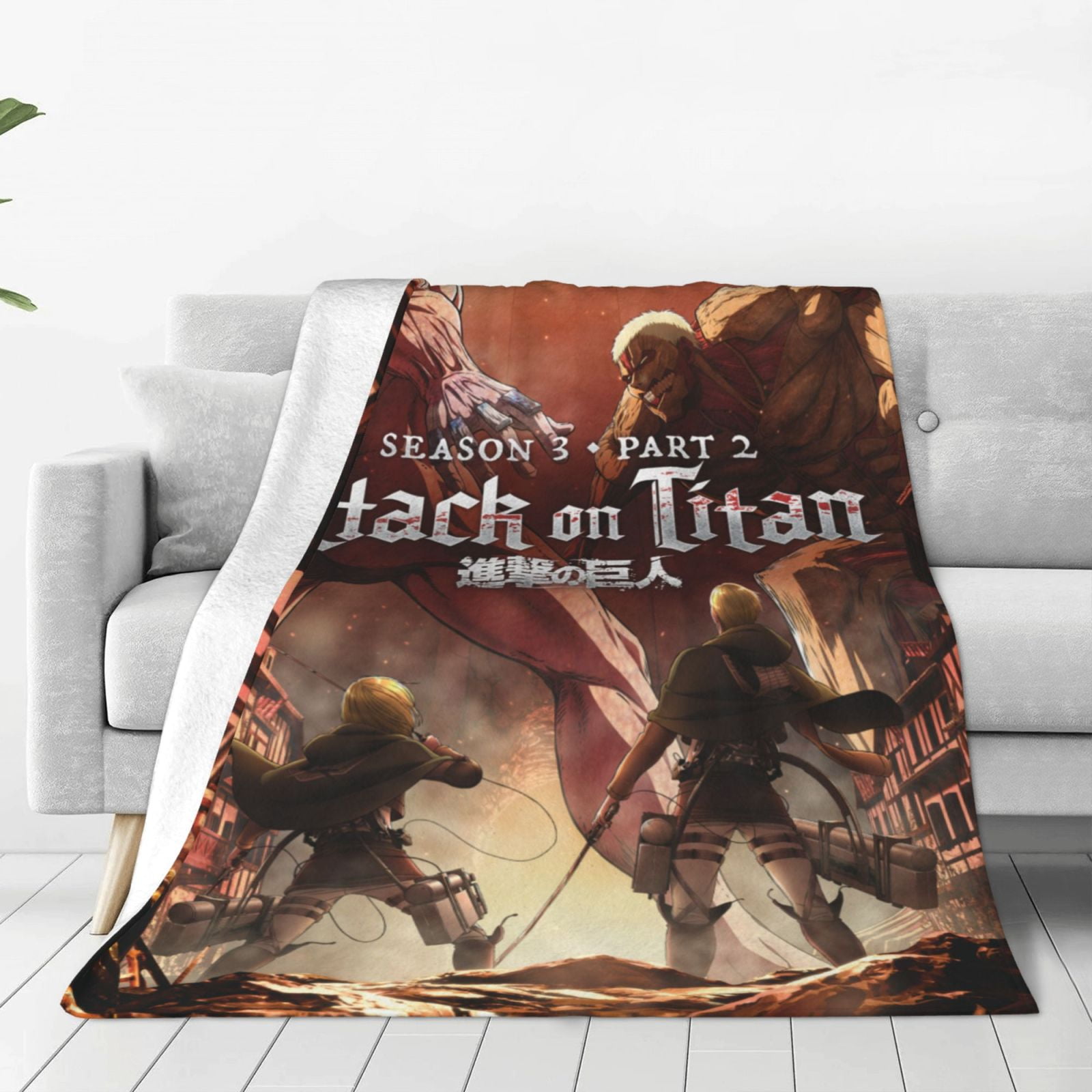 Season 3 Attack On Titan Flannel Blanket Cozy Ultra-Soft Micro Fleece ...