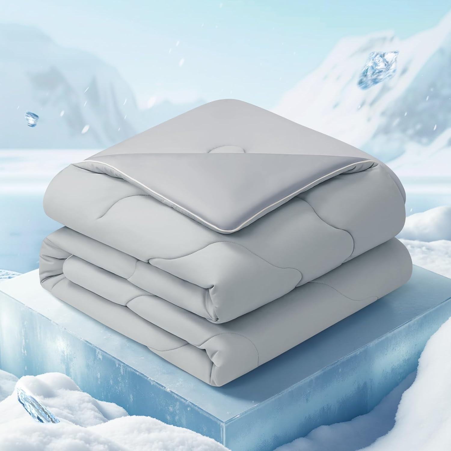 All Season Cooling Comforter Twin, Cold Touch Fabric Absorbs Body Heat ...