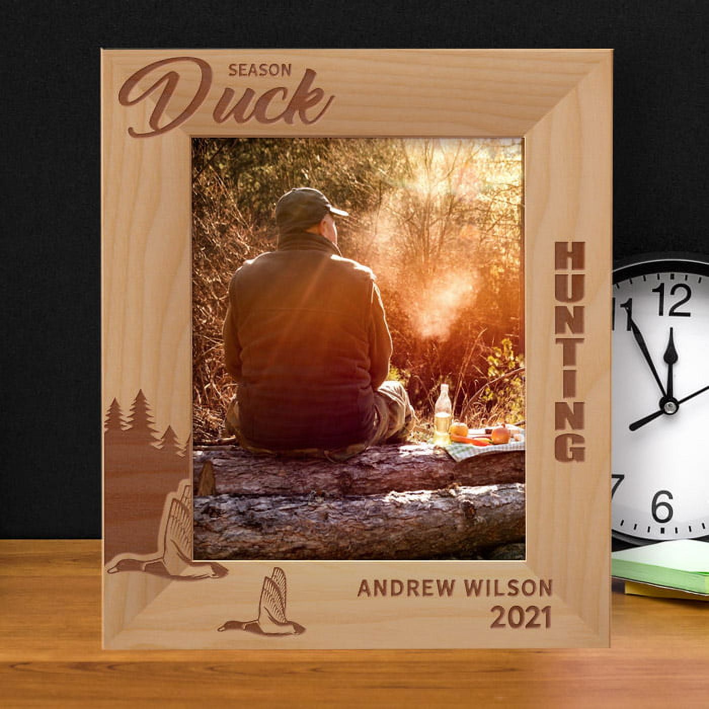 Season Duck Hunting Personalized Wooden Frame 8" x 10" Brown (Vertical ...