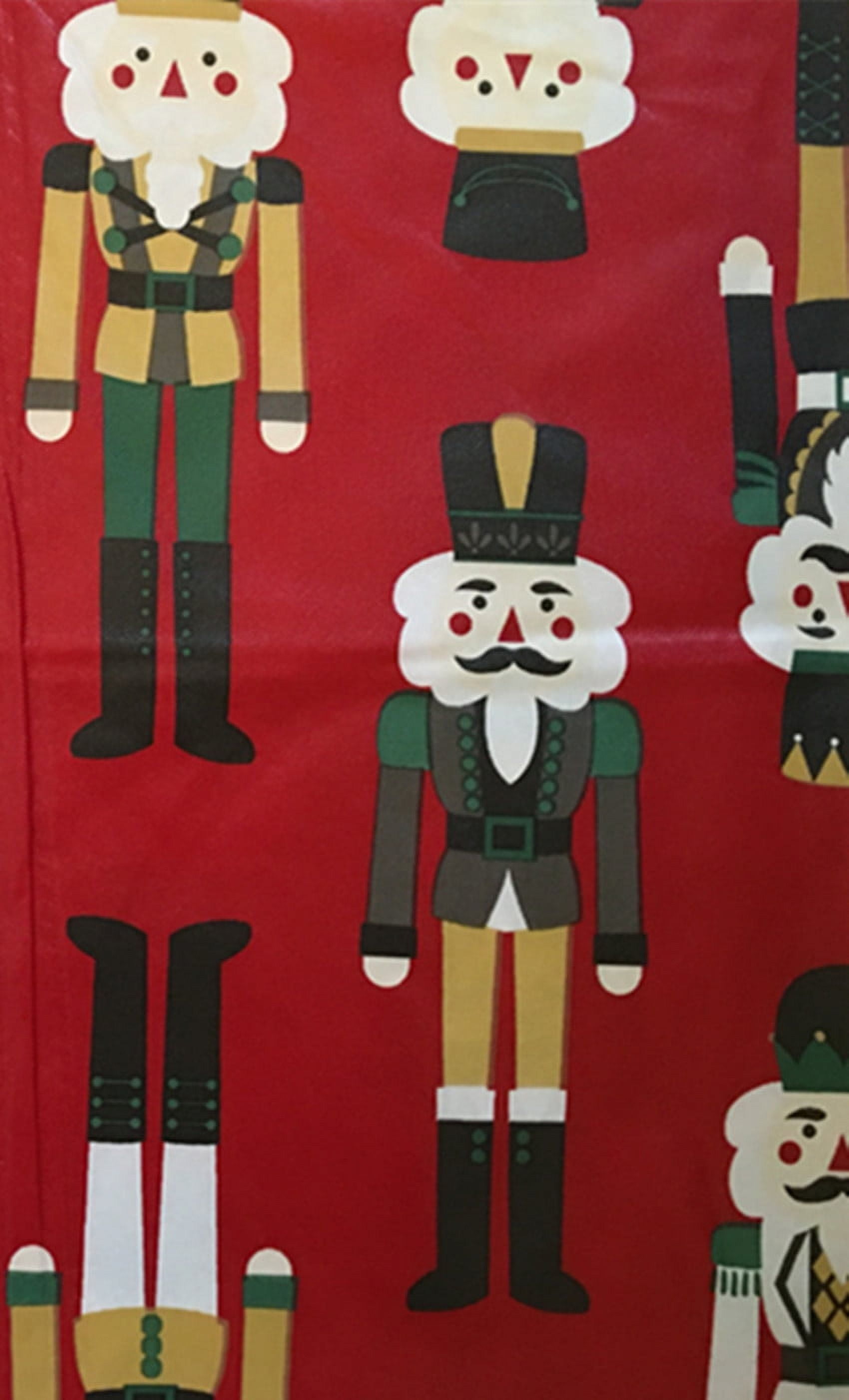 Season Greetings Christmas Nutcracker Soldiers on Red Vinyl Flannel ...