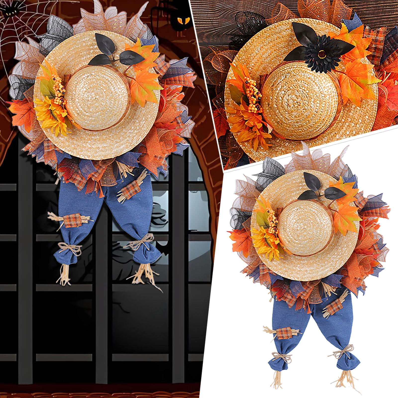 Season Hat Jeans Wreath Pendant Home Thanksgiving Maple Door And Window Decoration Supplies ...