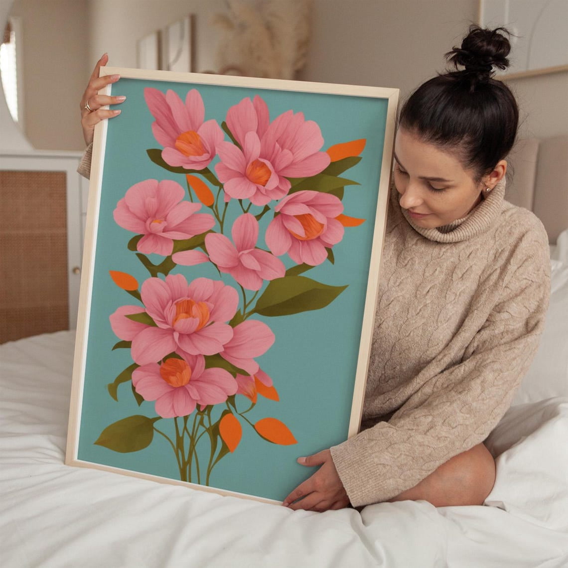 Season Of Petalglass Elegant Pink Floral Wall Art Print, Modern ...