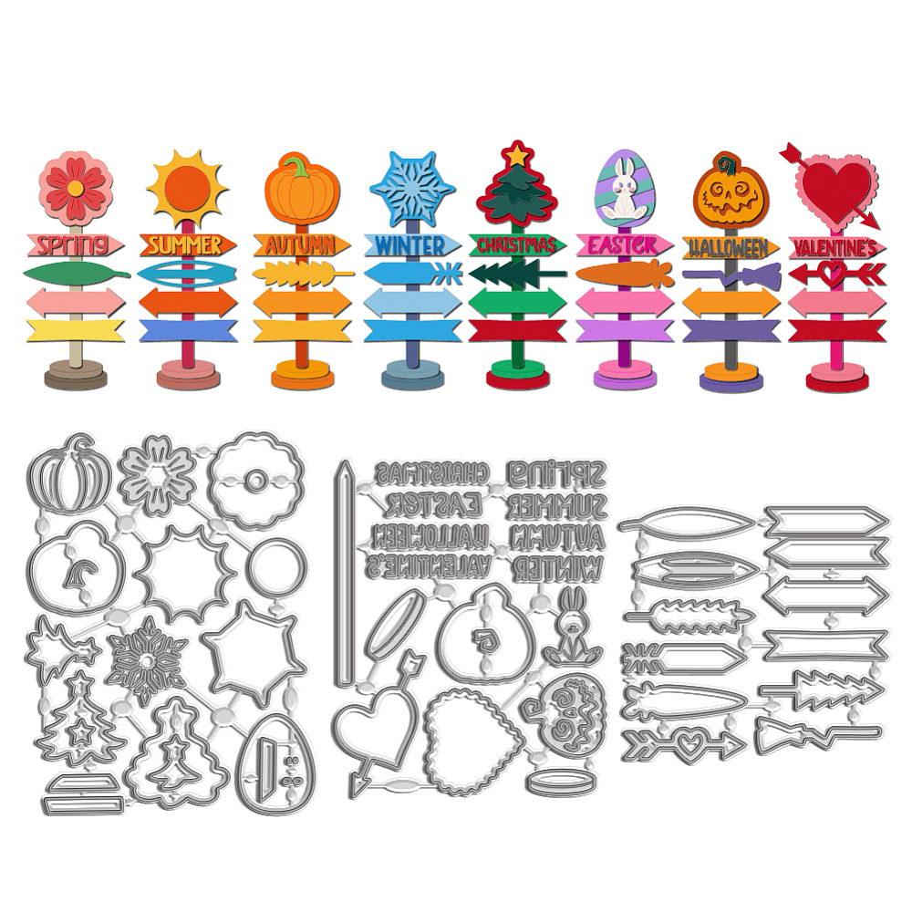 All Season Road Signs Cutting Die Festivals Road Sign Embossing Die Cut ...