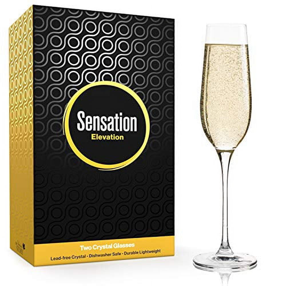 Season STORY Champagne glasses Set of 2 - 8oz Crystal Champagne flutes ...