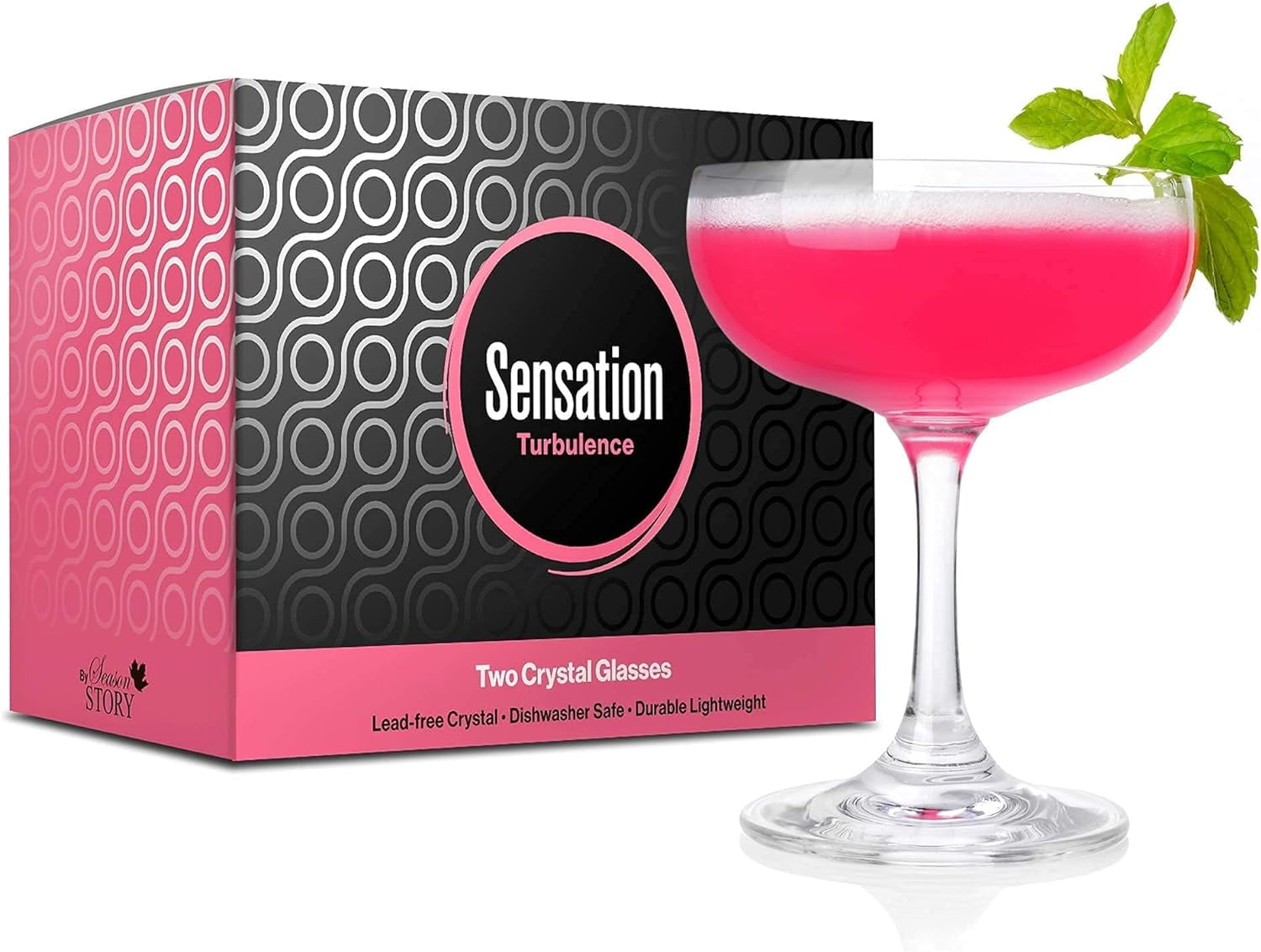 Season STORY Coupe Cocktail Glasses (Set of 2, 8oz) Fancy Glass ...