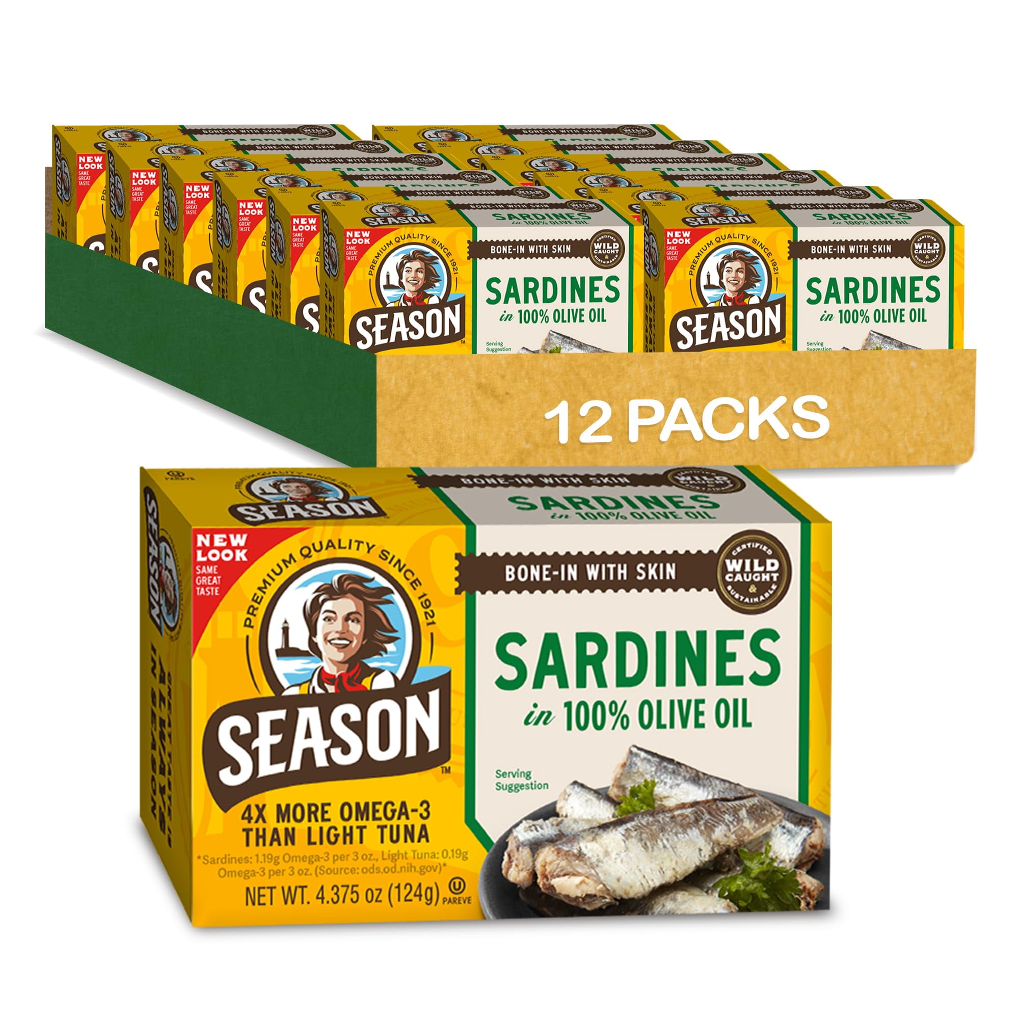 Season Sardines in Olive Oil - Wild Caught, 22g of Protein, Keto Snacks ...
