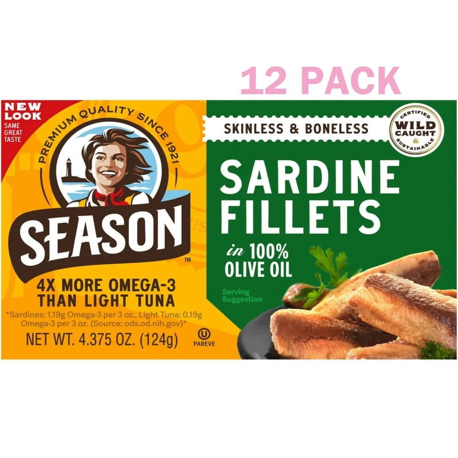 Season Wild Caught Sardines in 100% Pure Olive Oil, Omega-3, Protein ...