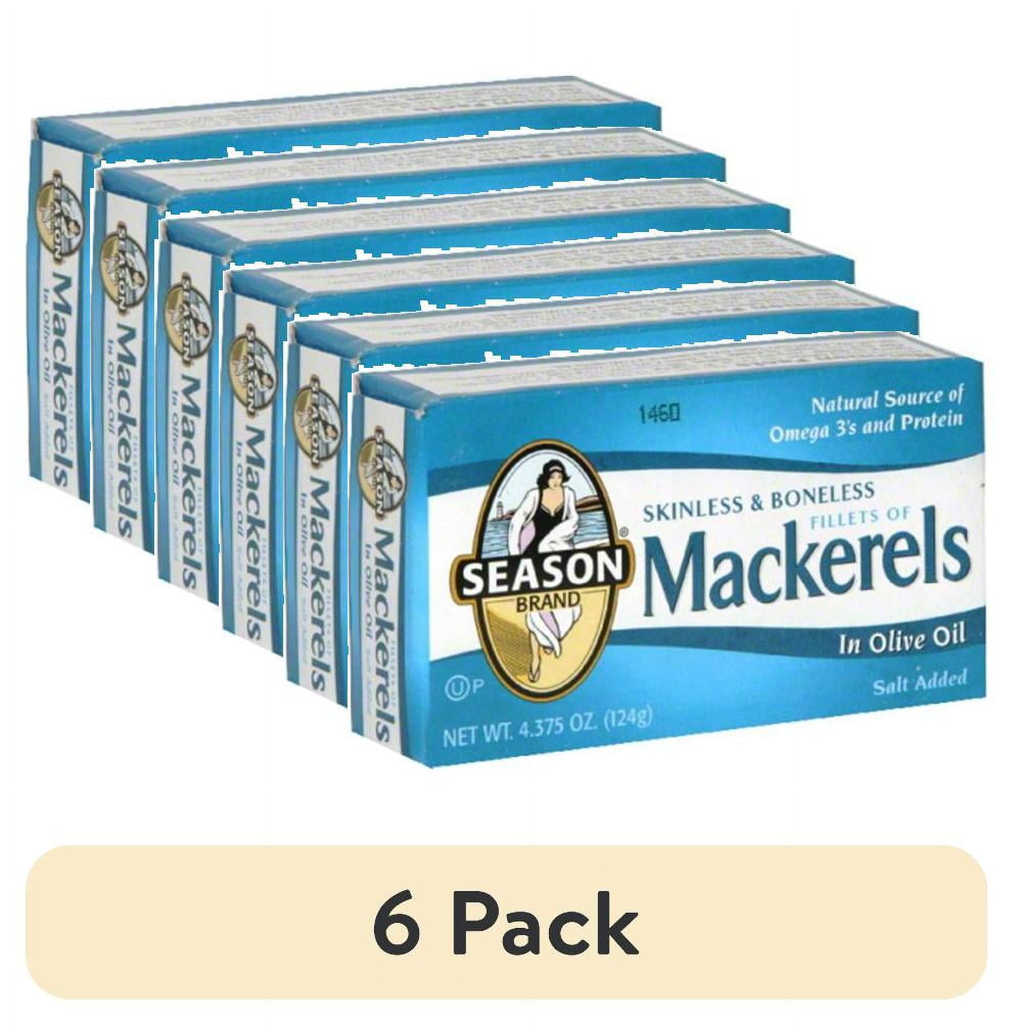 (6 pack) Season Mackerel in Olive Oil, Salt Added, 4.375 oz Can ...
