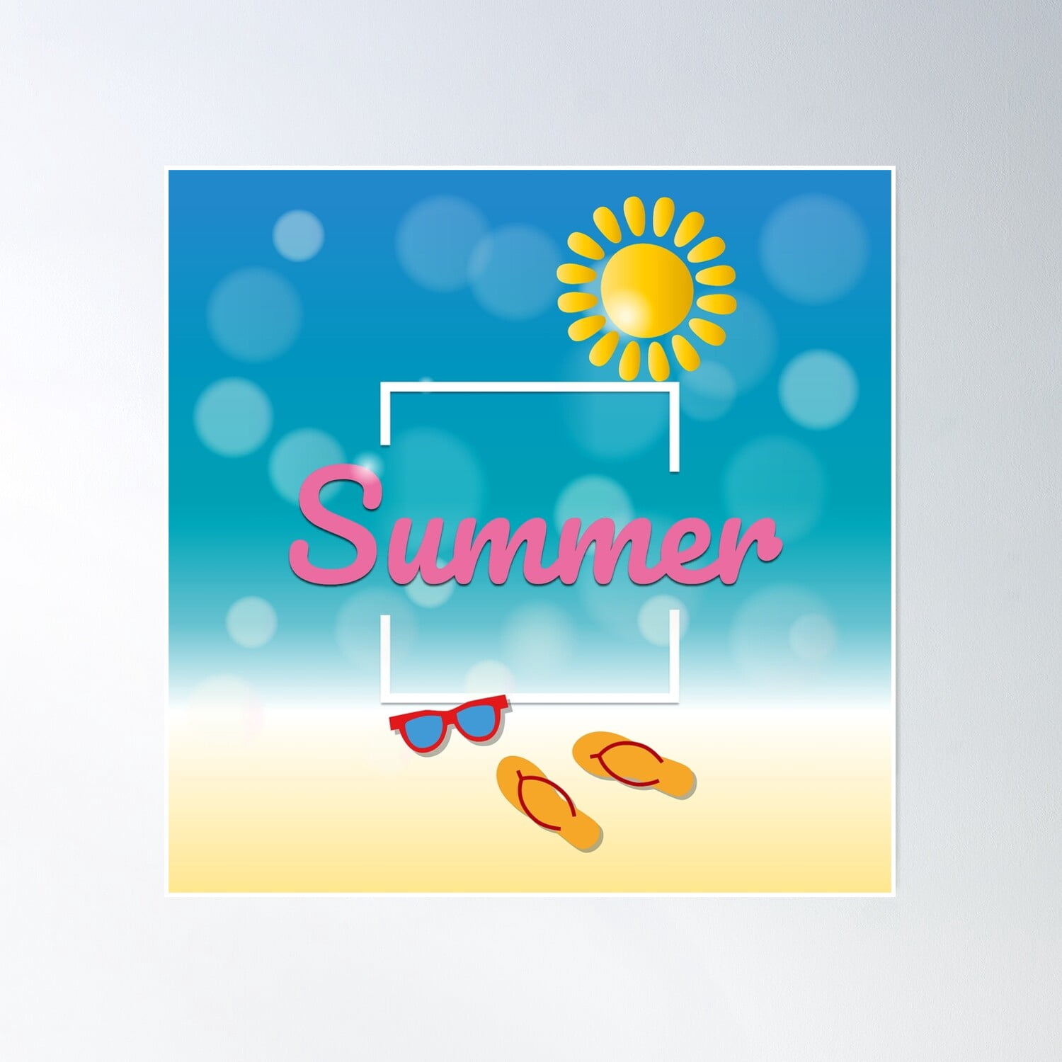Season Summer Sun Poster Wall Art, Modern Wall Decor, 16x16 UNFRAMED ...