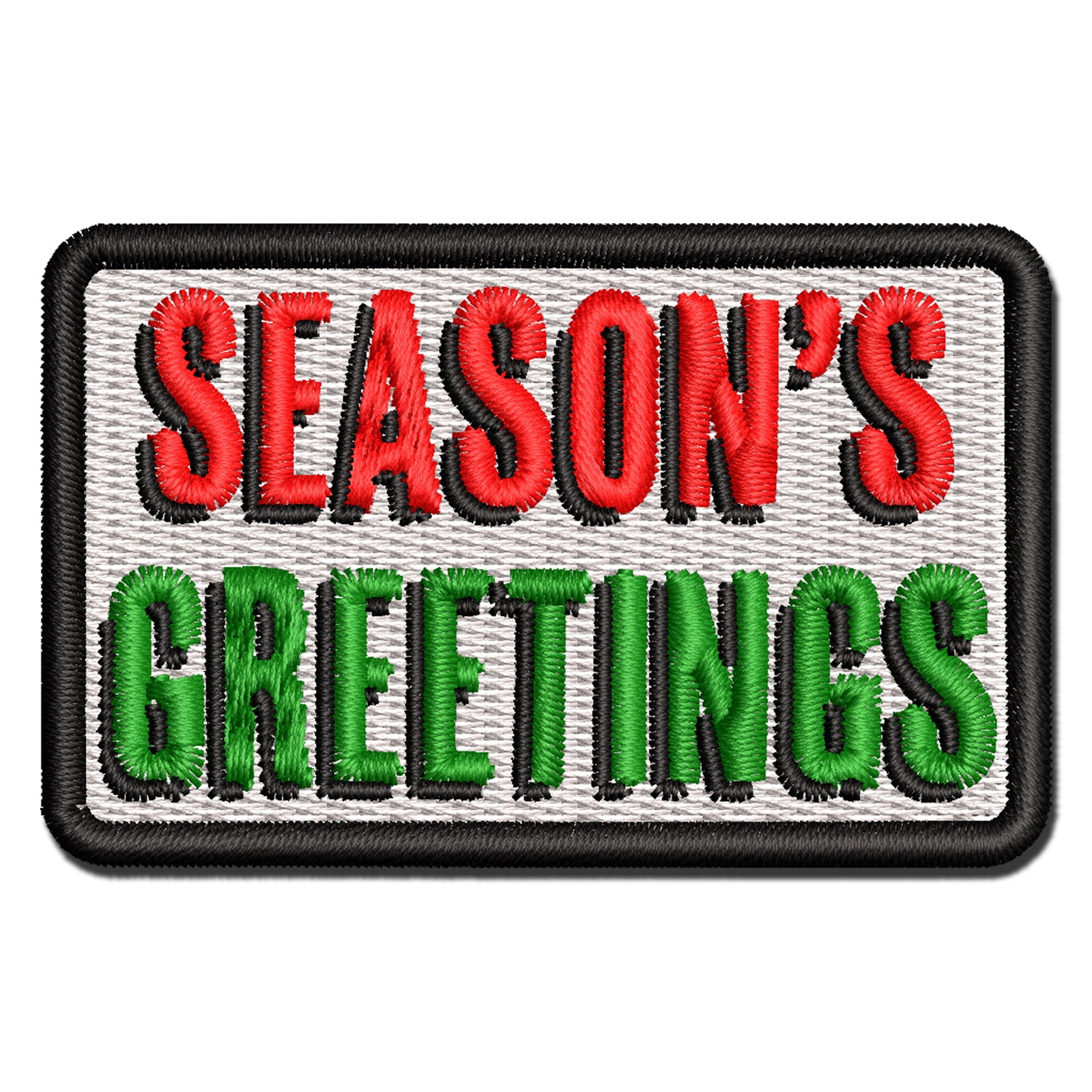 Season's Greetings Christmas Drop Shadow Text Applique Multi-Color ...