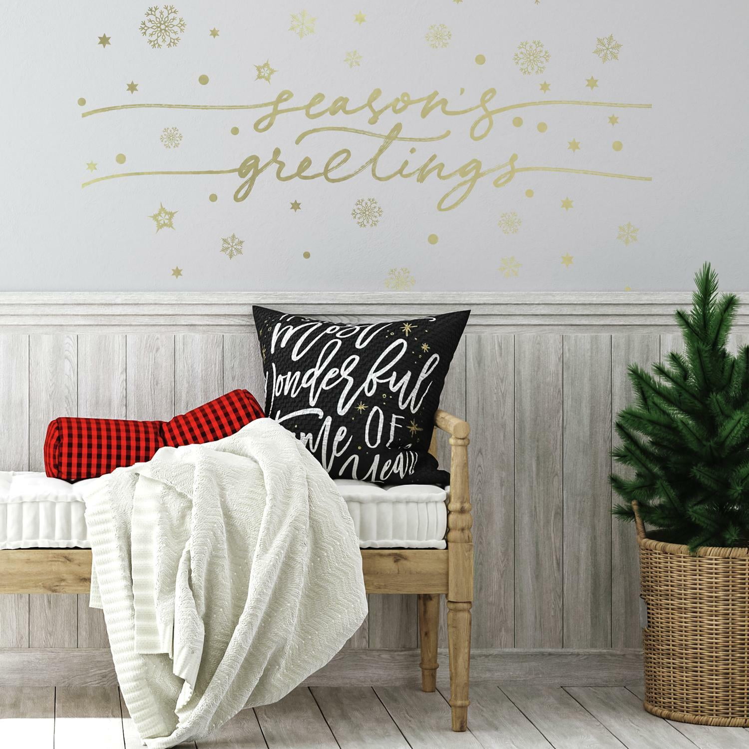 Season's Greetings Peel And Stick Wall Decals With Metallic Ink ...