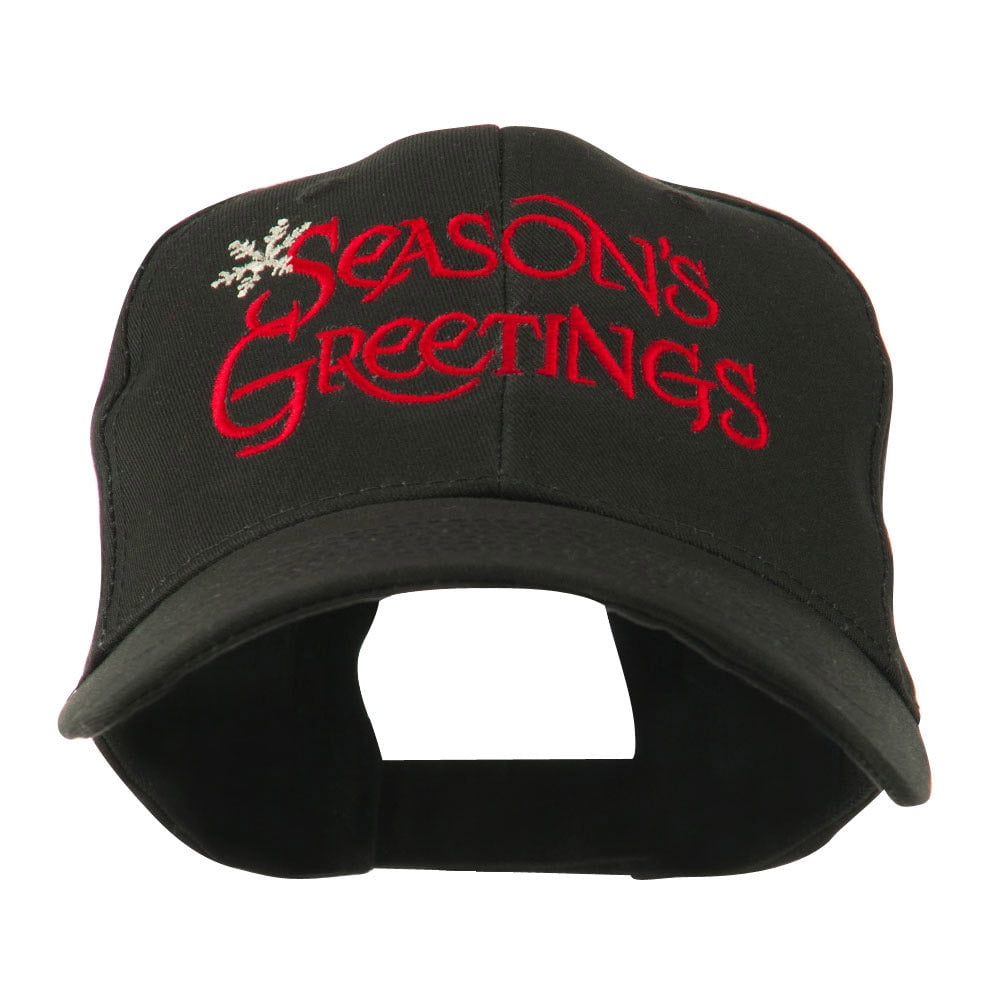 Season's Greetings with Snowflake Embroidered Cap - Black OSFM ...