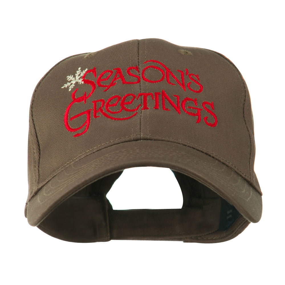 Season's Greetings with Snowflake Embroidered Cap - Brown OSFM ...