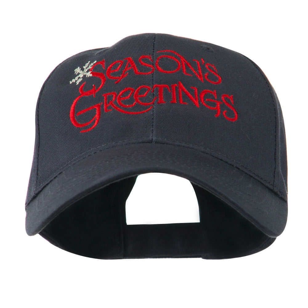 Season's Greetings with Snowflake Embroidered Cap - Navy OSFM - Walmart.com