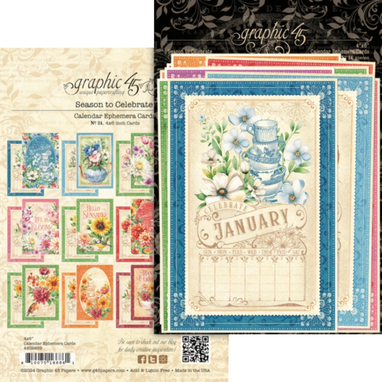 Graphic 45 Ephemera Card Set-Calendar, Season To Celebrate - Walmart.com