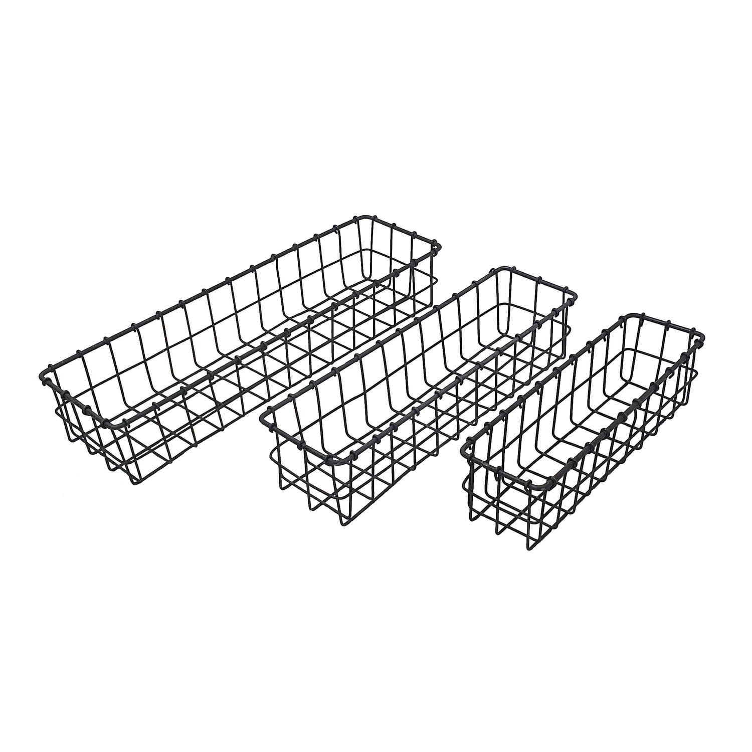 Seasonal Abode Rectangular Wire Baskets - Set of 3 - Walmart.com