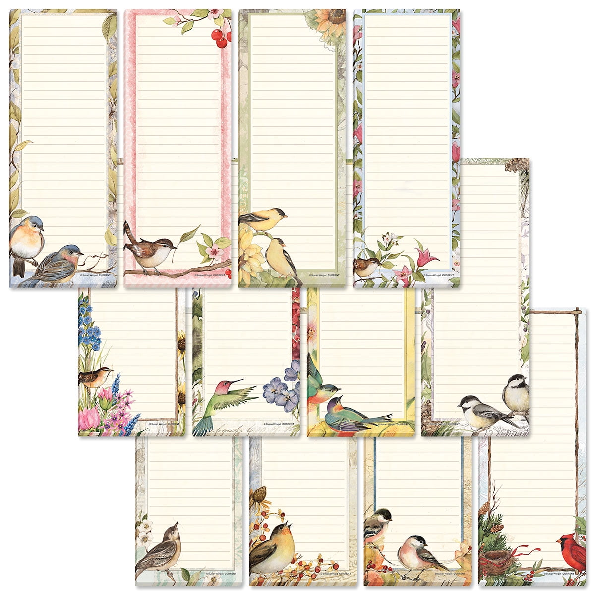 Current's Seasonal Birds Magnetic Notepads - Set of 12 Mini Memo Pads ...