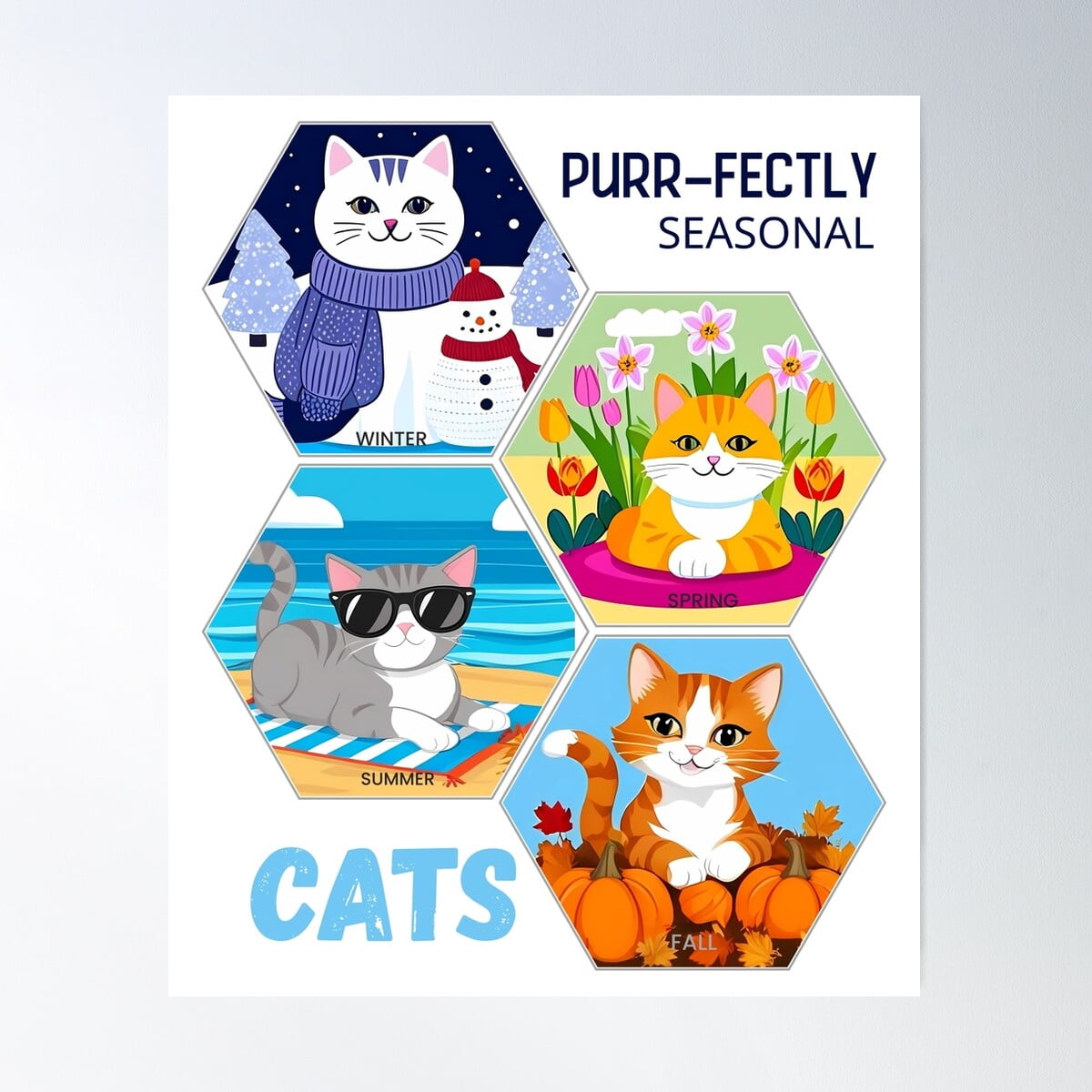 Seasonal Cats: A Purr-Fect Design For Every Time Of The Year Poster Wall Art, Modern Wall Decor ...