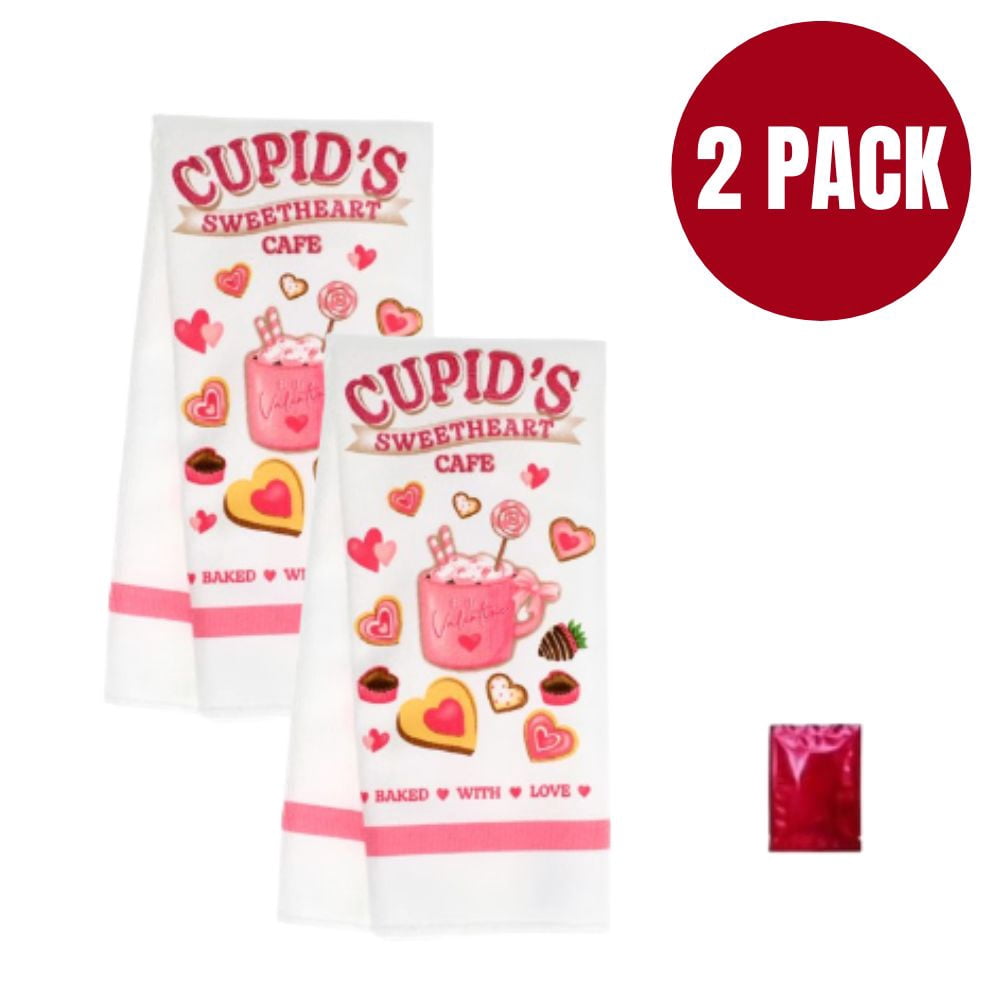 Seasonal Collection Microfiber Kitchen Towels, 2 Pack, Valentine’s Day ...