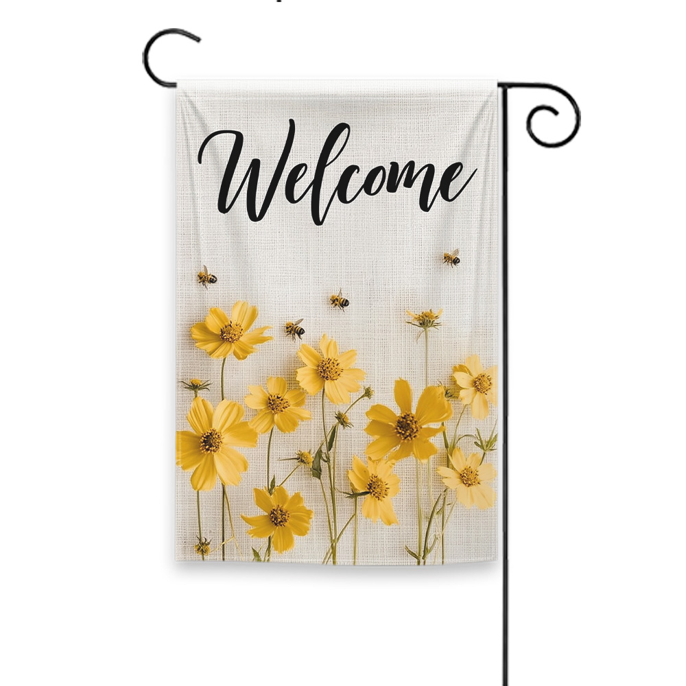 Seasonal Garden Flag 12" x 18", Welcome Yellow Floral, Fun Outdoor ...