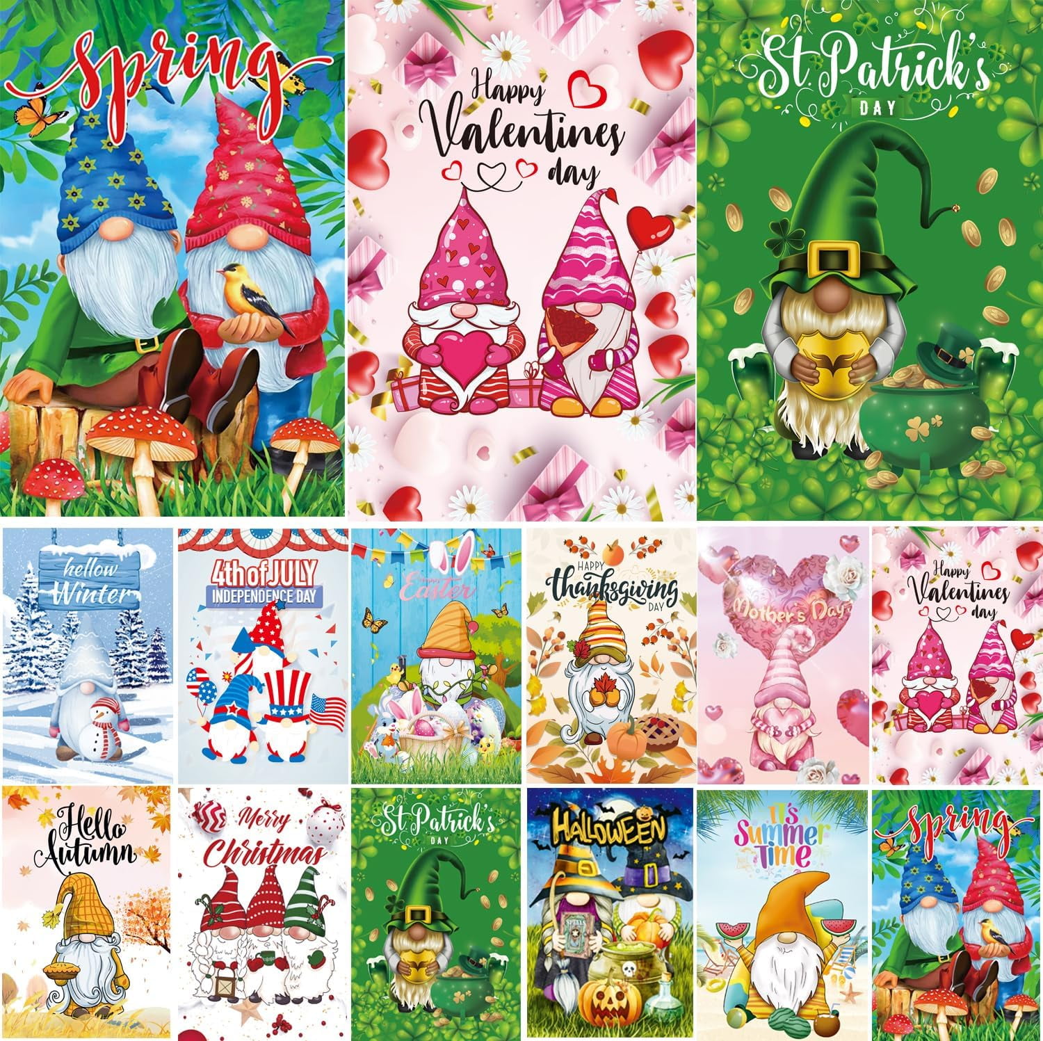 Seasonal Garden Flags Set of 12 Double Sided Double Stitching 12x18 ...