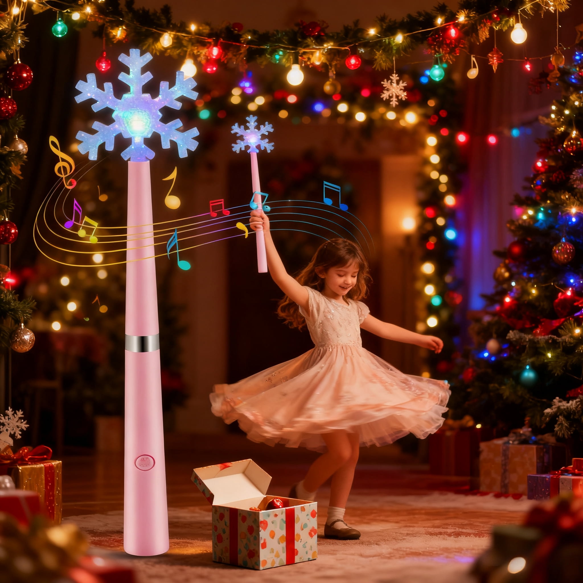 Seasonal Holiday Christmas Wand Red White Striped Star Glow Tree-Shaped ...