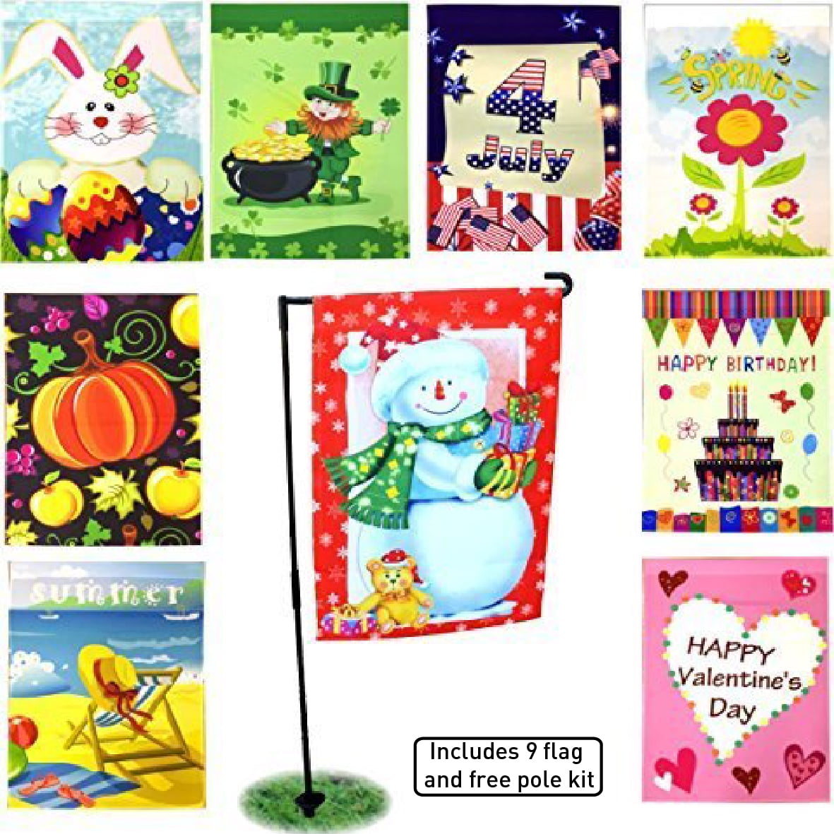 Seasonal Holiday Garden Flags Set of 9 - 12- x 18 - Walmart.com