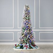 Uforic 6ft Pre-Lit Flocked Natural Drooping Pampas Christmas Tree with ...