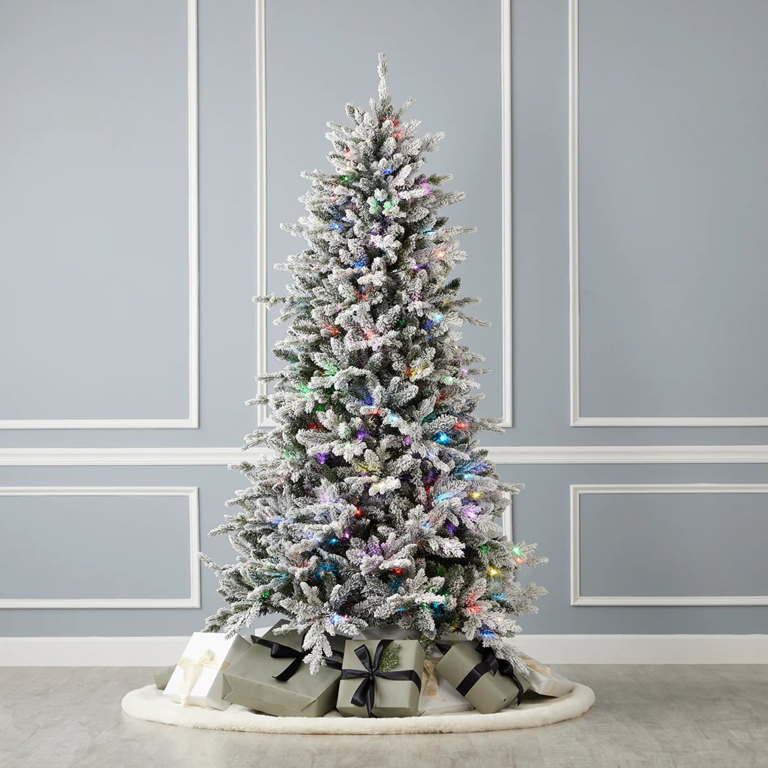 Seasonal LLC 9FT Bluffton Flocked Pine Christmas Tree | 56" Diameter ...