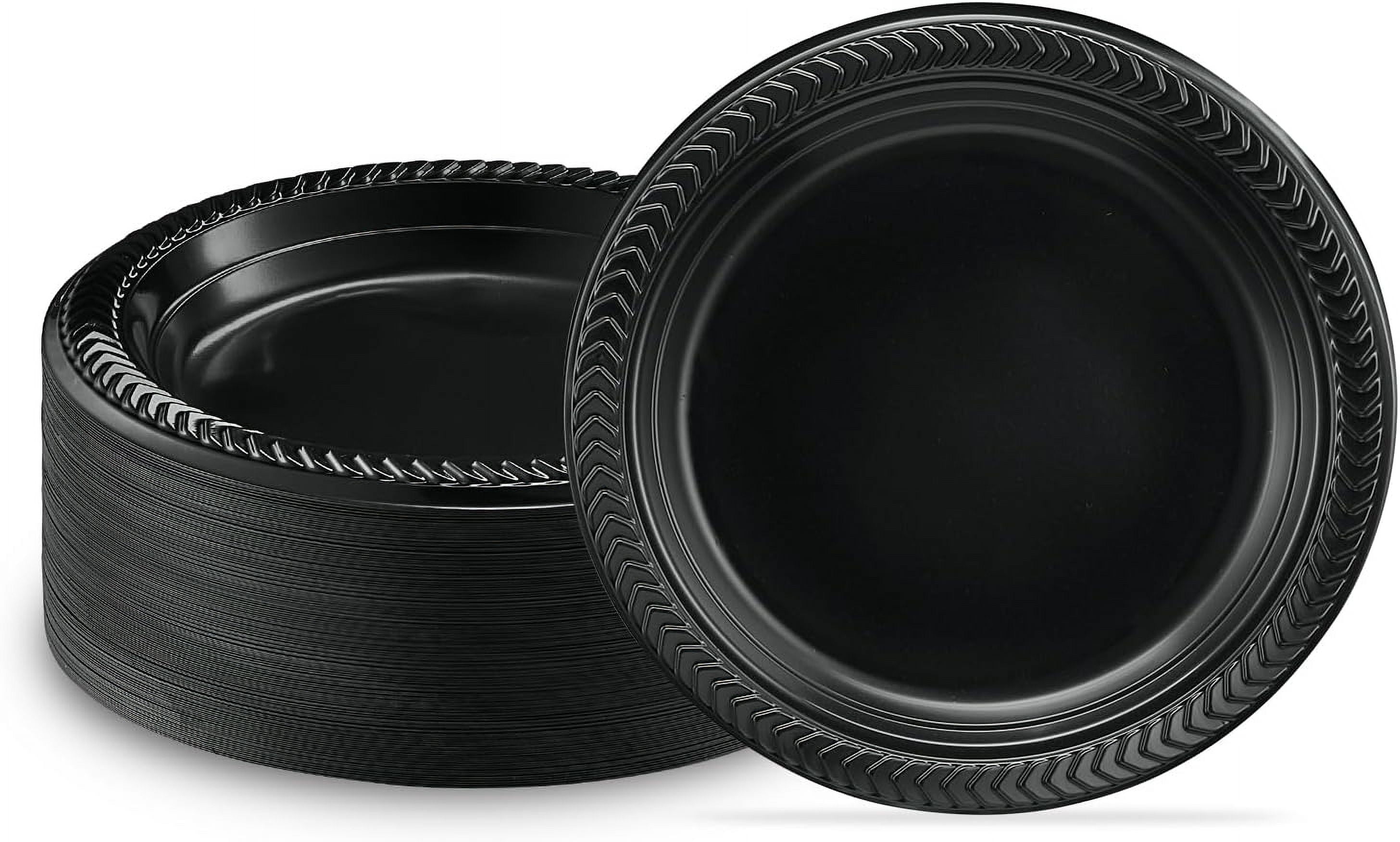 Seasonal Offers VIWING 6” Black Plastic Plates Lightweight Disposable ...