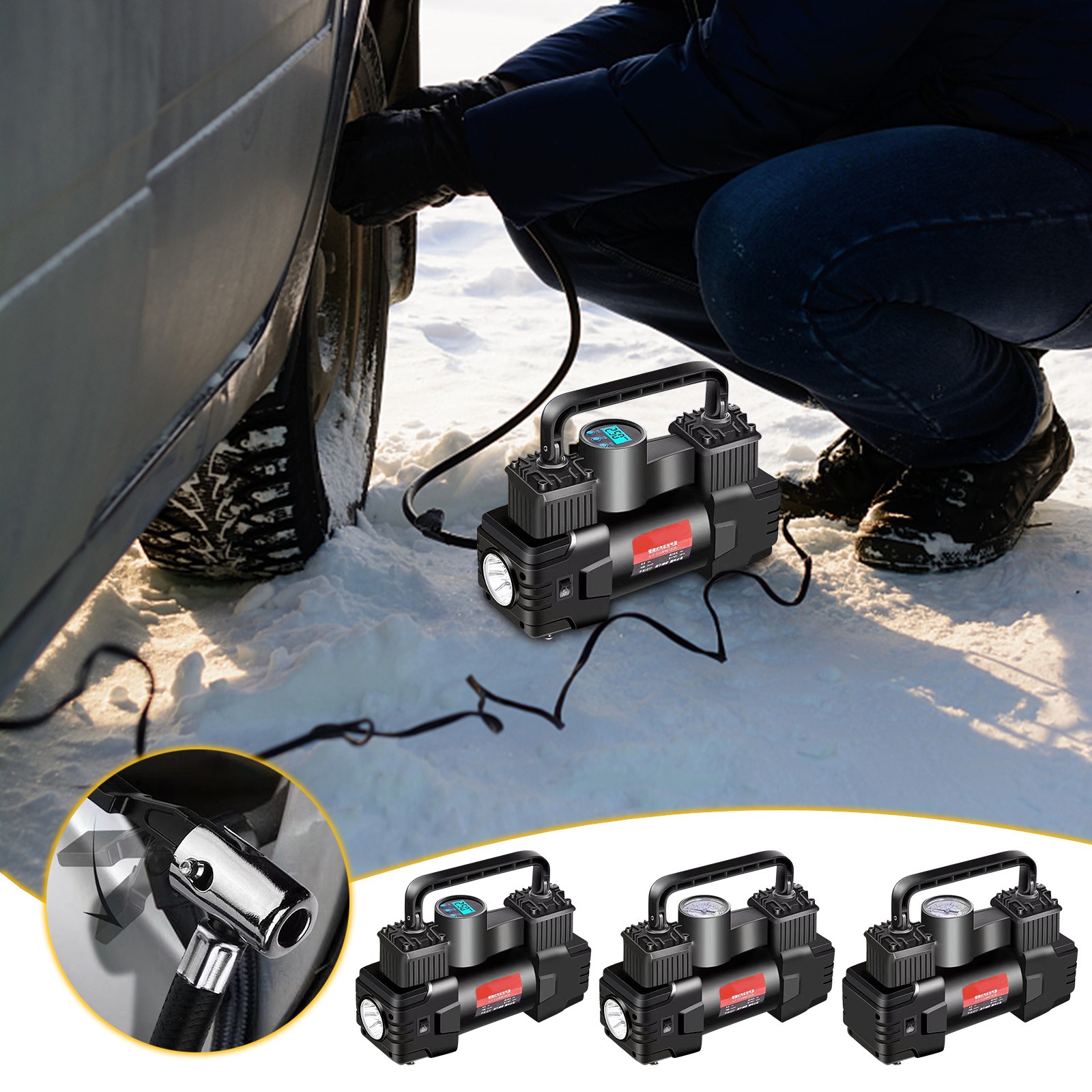 Seasonal Sale, 12v Car Tire Pump, Portable Emergency Air Compressor ...
