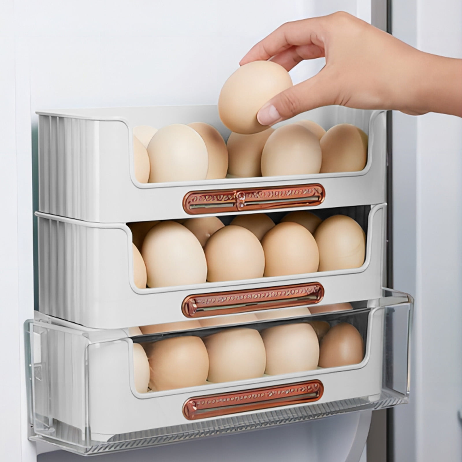 Seasonal Sale, Stackable Eggs Organizer, Refrigerator Side Door Storage Rack, Kitchen Special ...