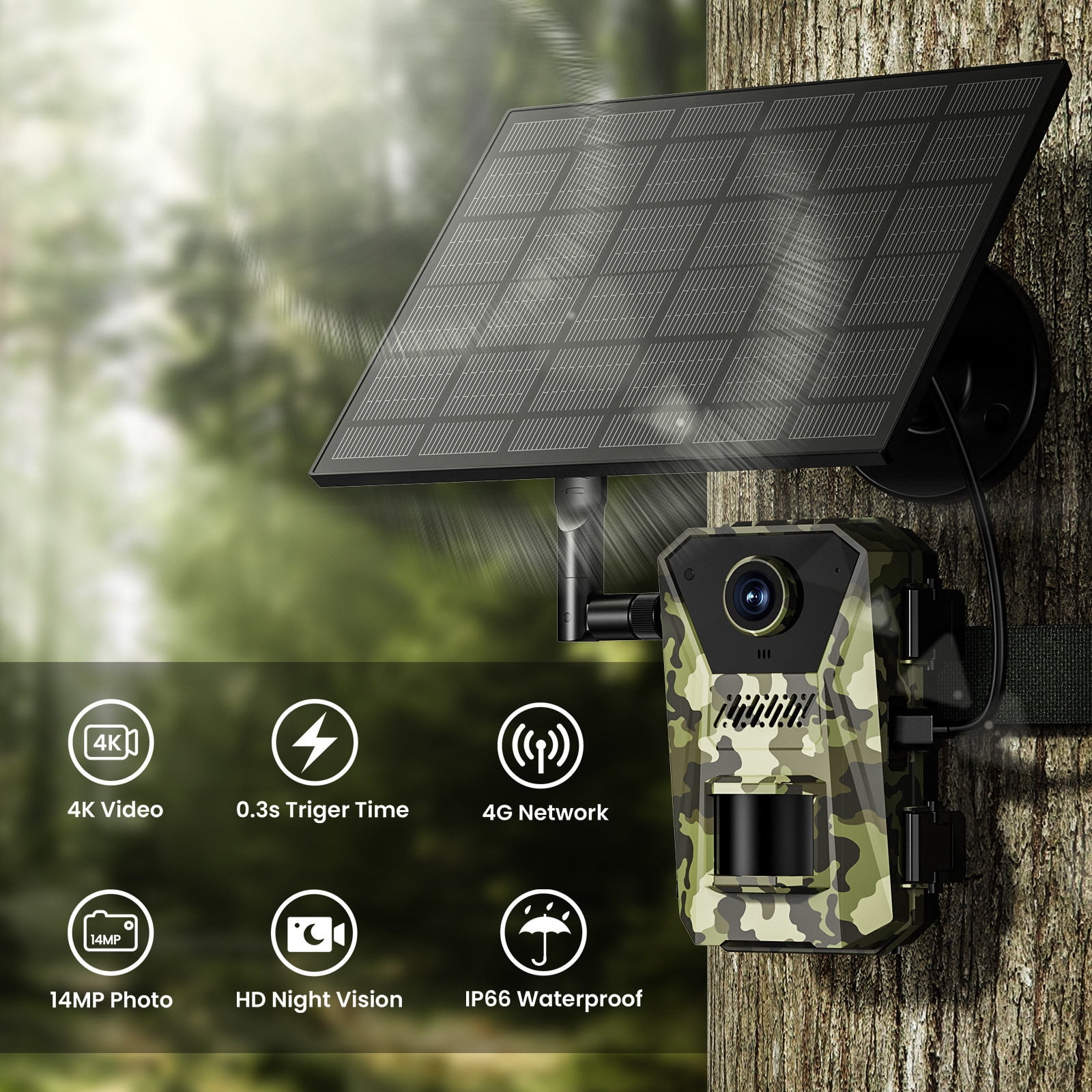 Seasonal Savings, 2025 Clear 4G Solar Camera, 1080P IR Night Vision ...