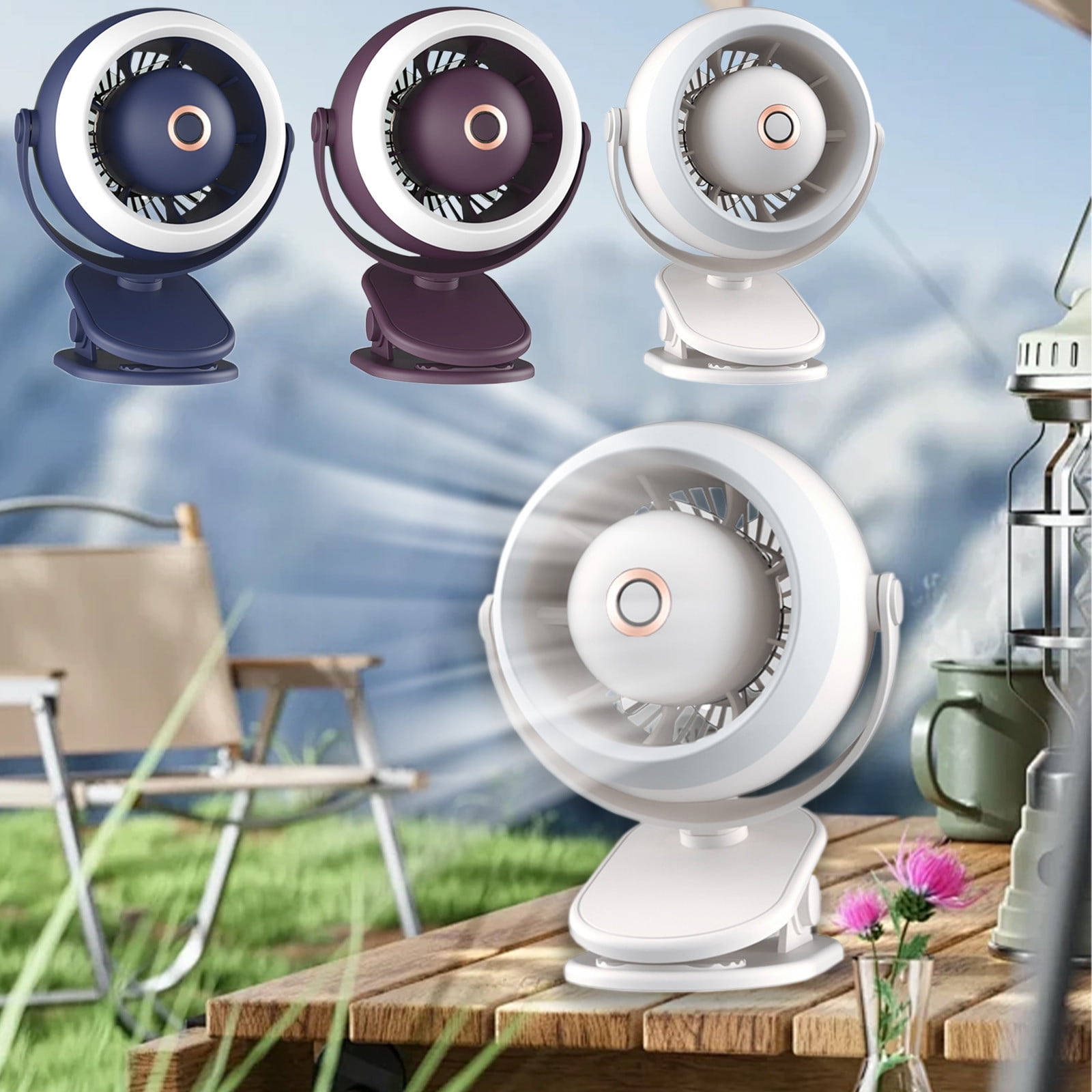 Seasonal Savings, Clip Fan with Light, Turbo 3-Speed, USB Rechargeable ...
