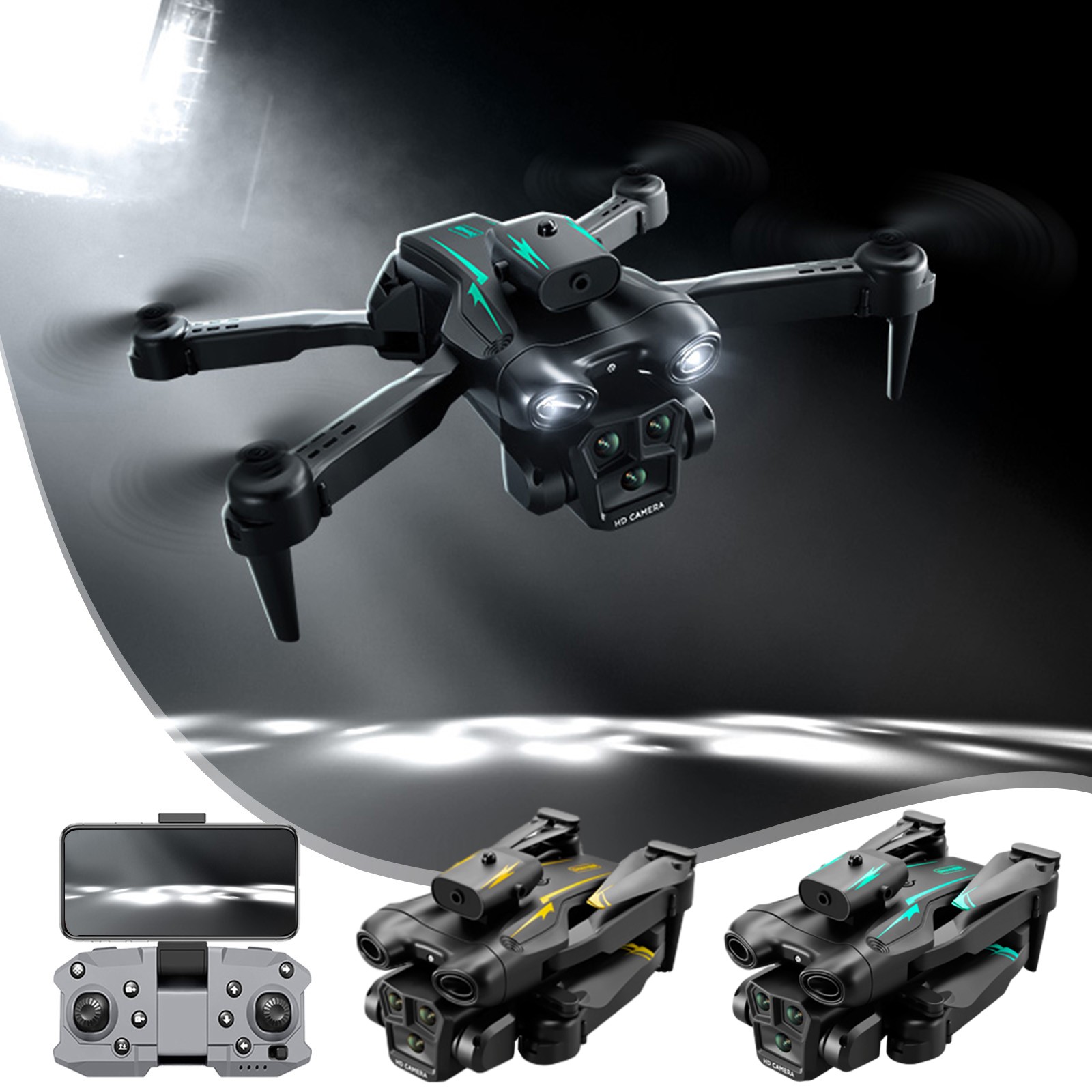 Seasonal Savings, Foldable Drone with ESC Camera, Three 1080P Cameras ...