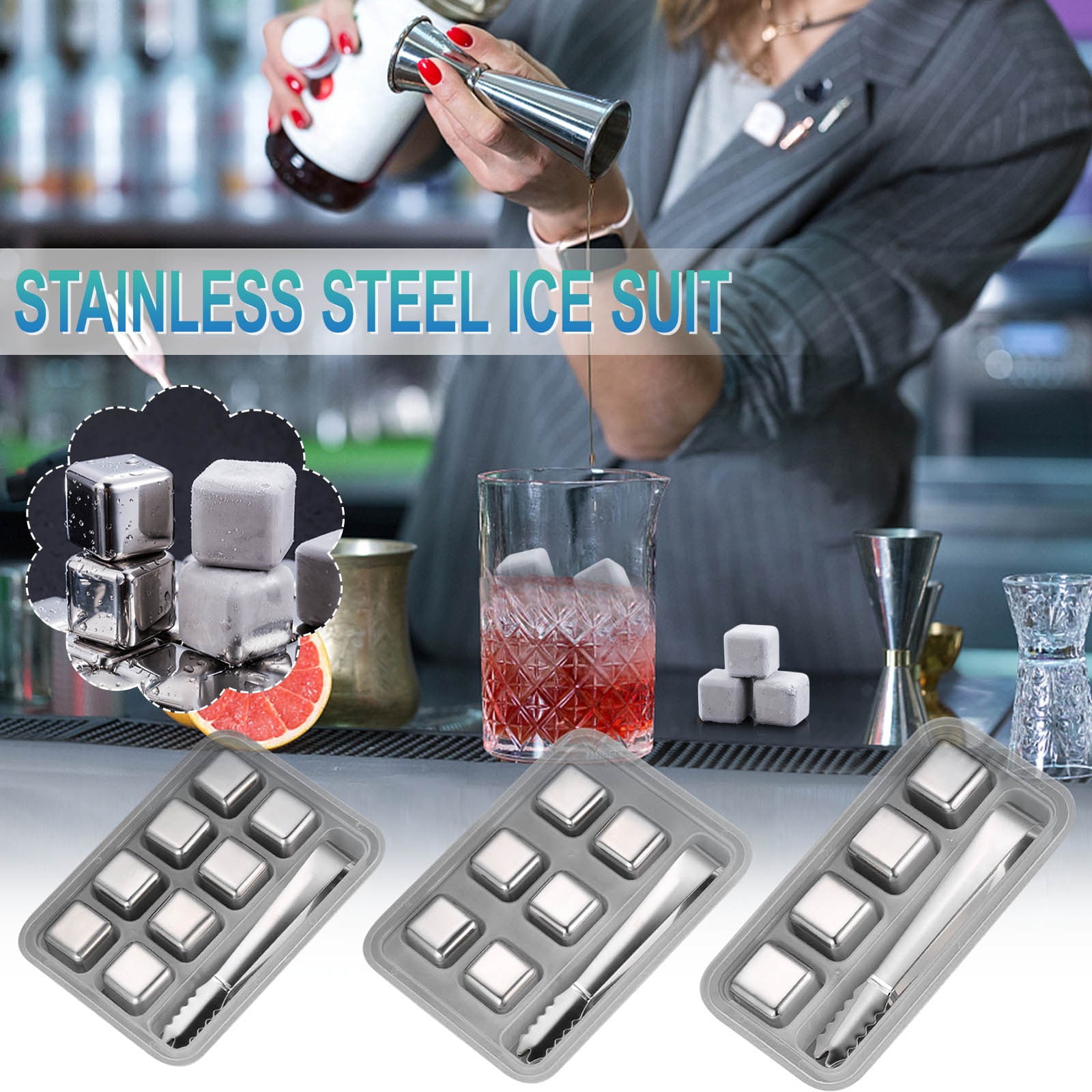 Seasonal Savings, Stainless Steel Ice Stones, Set Of 8 Cubes, Reusable ...