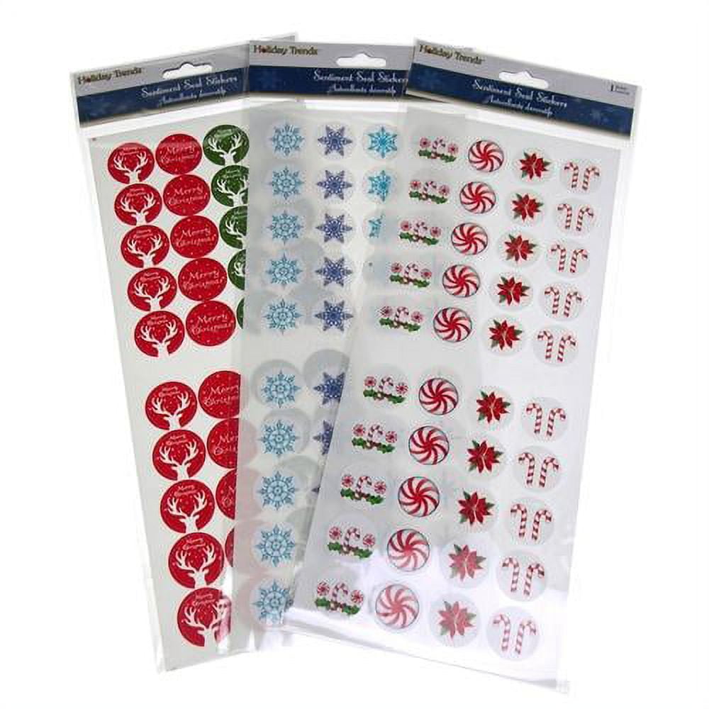 Seasonal Sentiment Paper Seal Stickers, Red/Green/Blue, 3-Packs ...