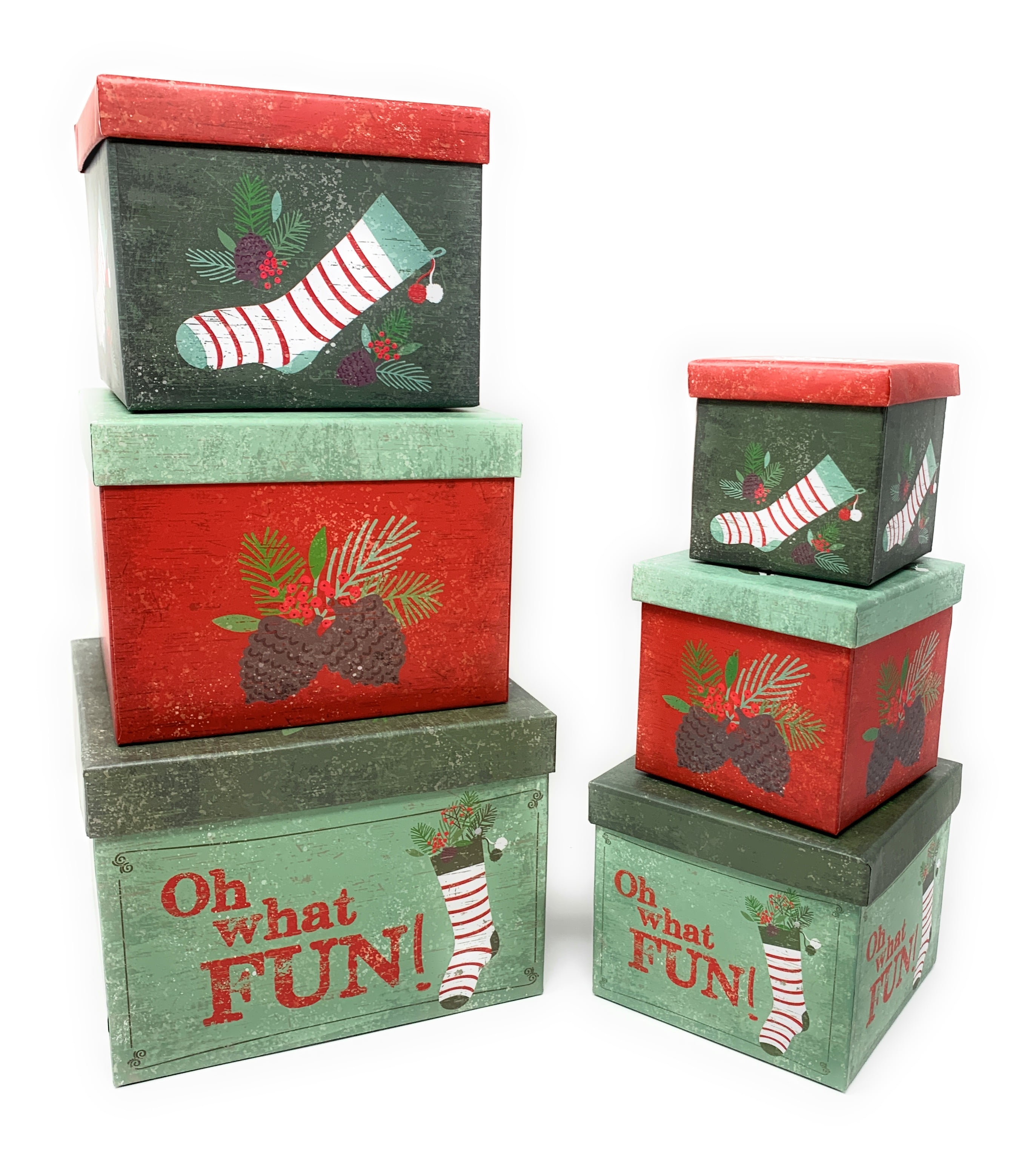 Seasonal Shop Set of 6 Christmas Gift Boxes, Petite Deluxe Nesting ...