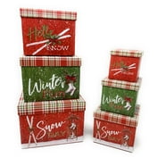 9PCS Christmas Box Decoration Christmas Stacking Boxes 3 Sizes Gift ...