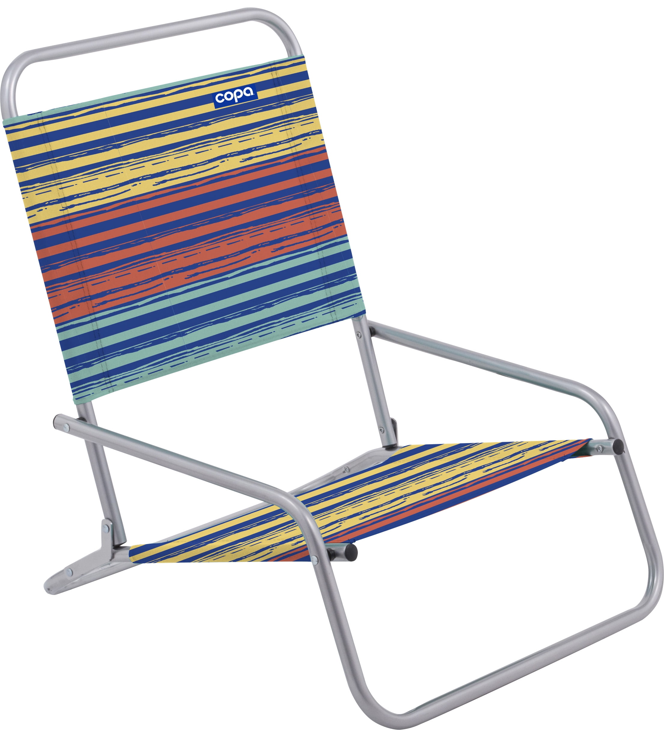 Seasonal Supply Co. 1-Position Sand Steel Beach Chair, Sunrise Stripe ...