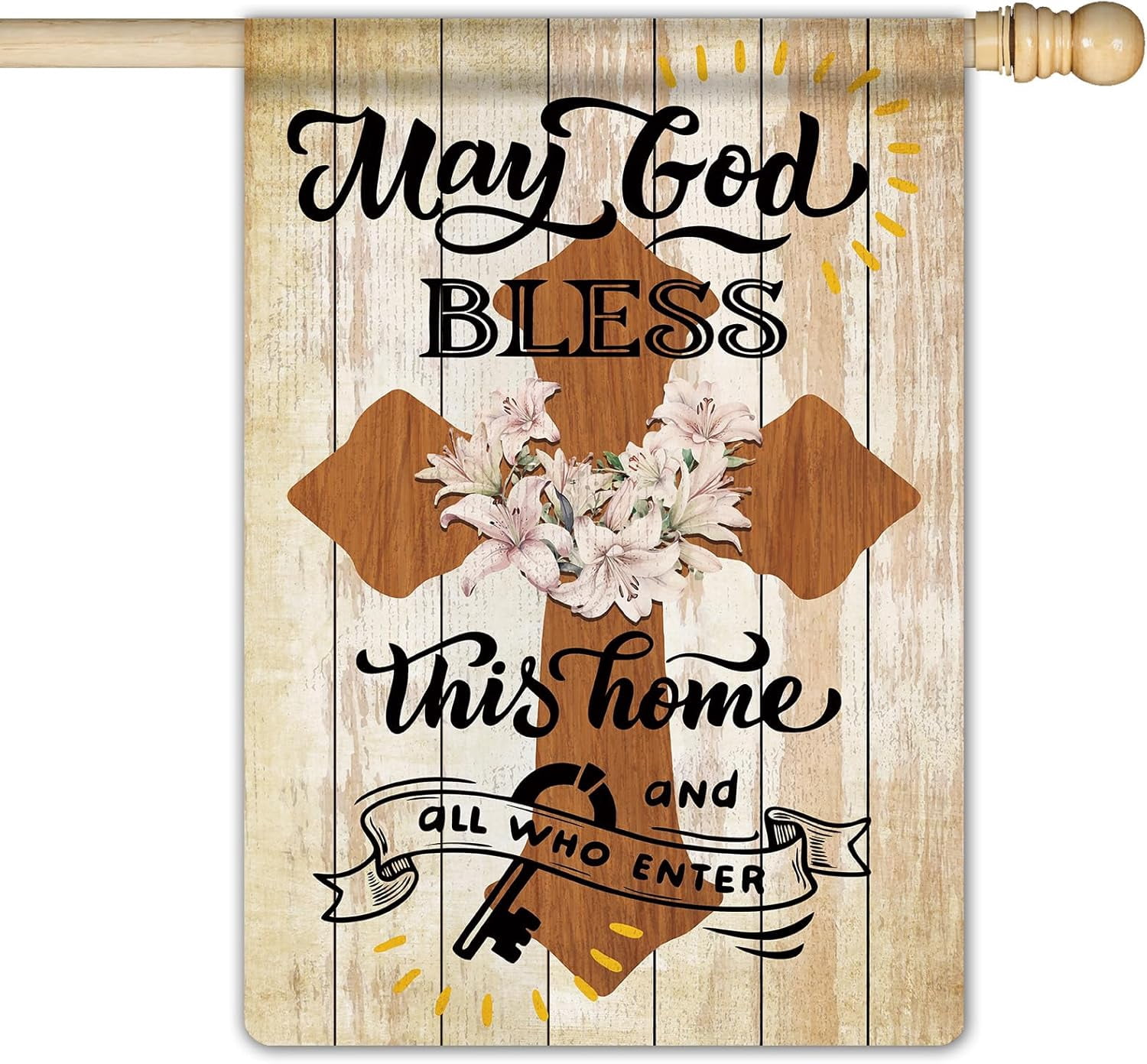 Seasonal Welcome Garden Flag May God Bless with Home and All Who Enter ...