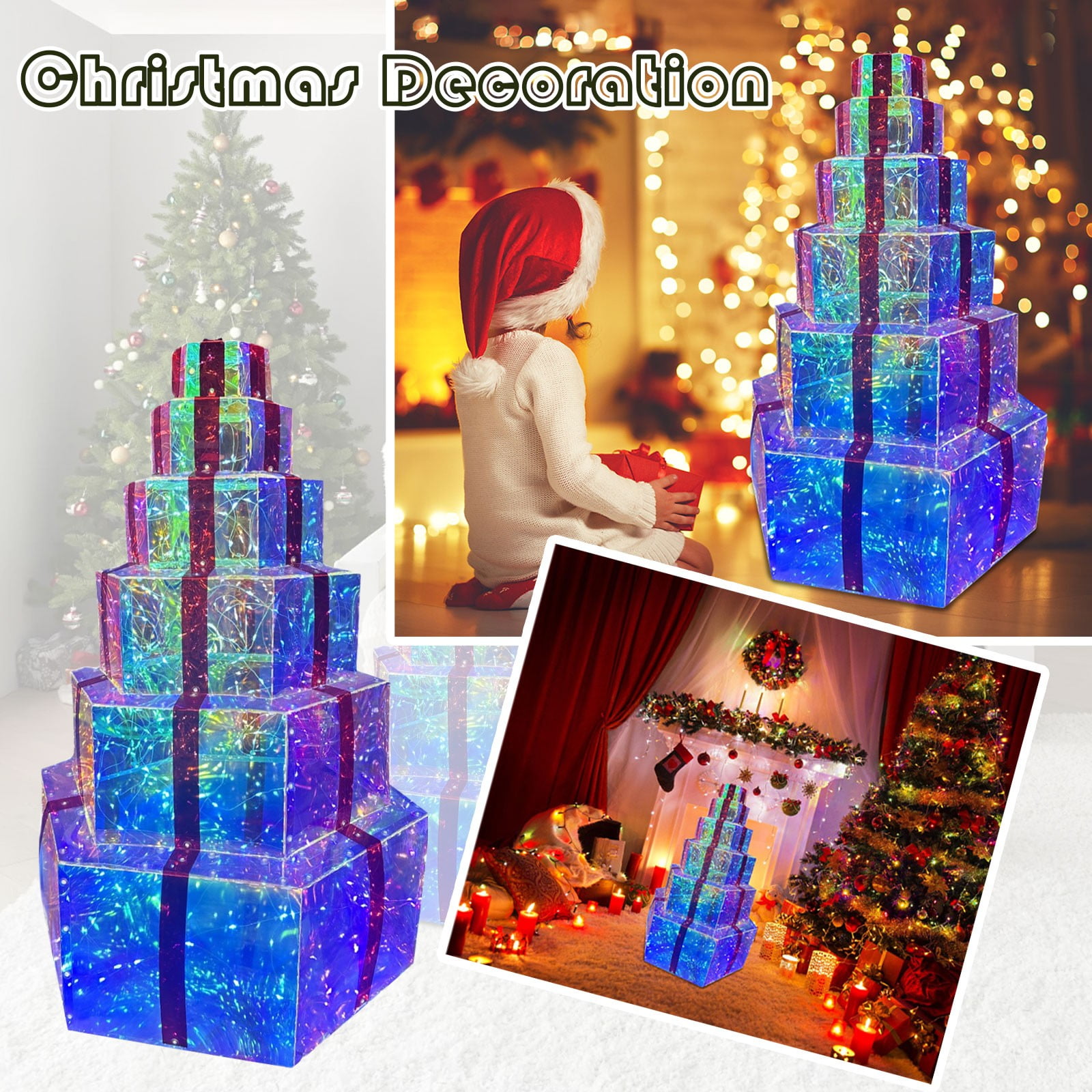 Seasonal offers Navidad christmas tree Festive LED Lighted Gift Box ...